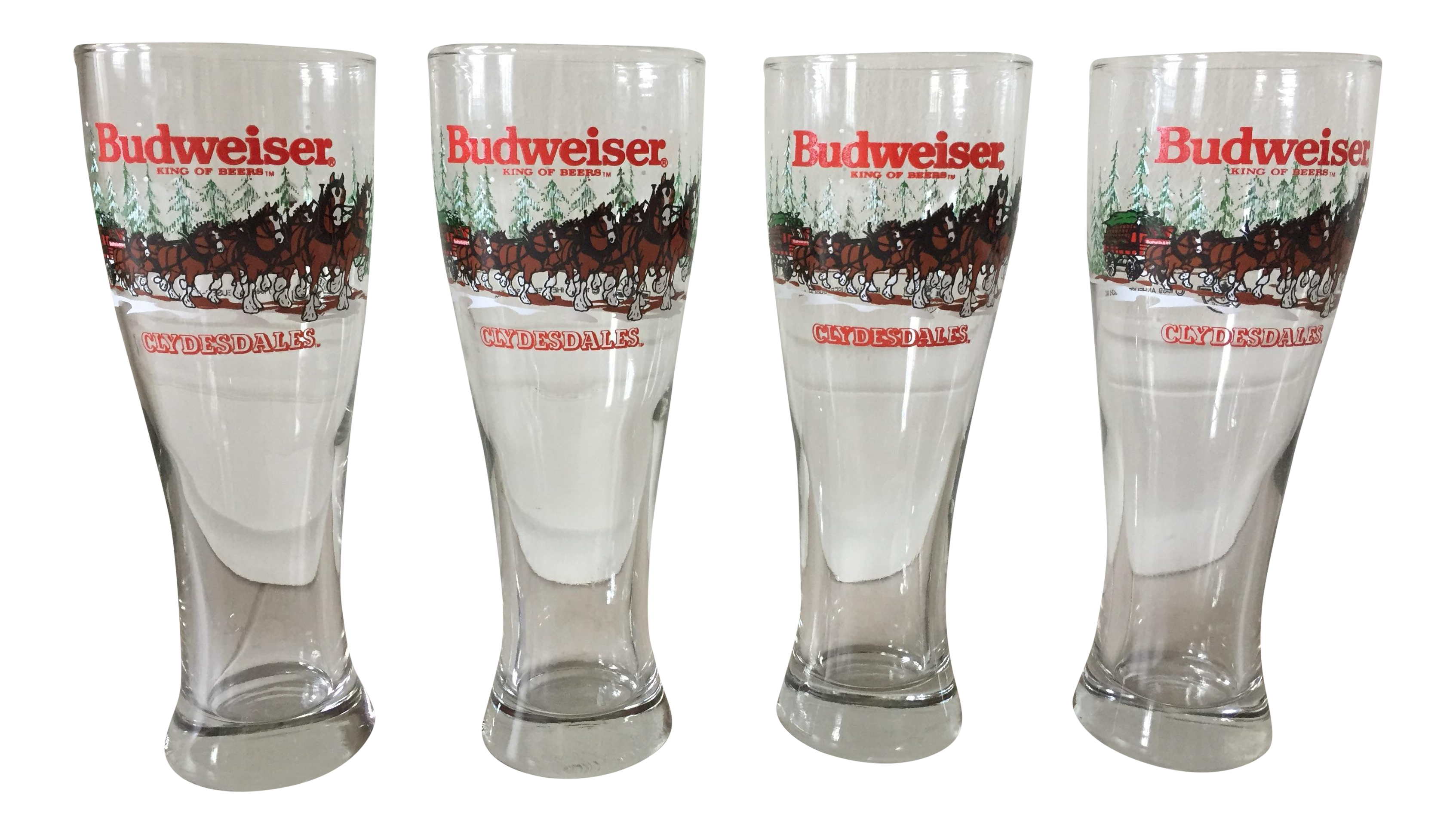 Budweiser Clydesdales Holiday Glasses - Set of 4 | Chairish