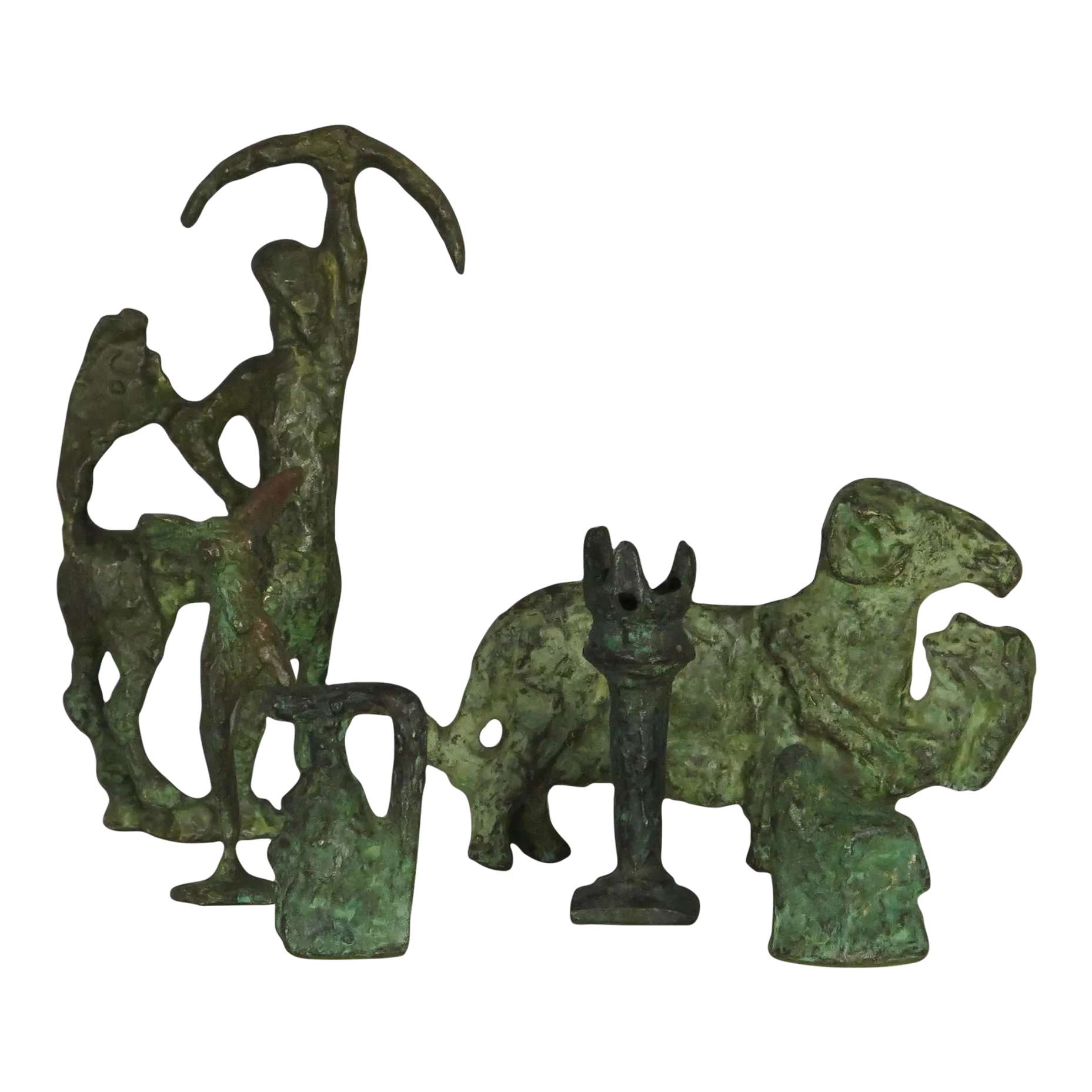 1930s Set of Six Italian Verdigris Bronze Hellenistic Sculptures | Chairish