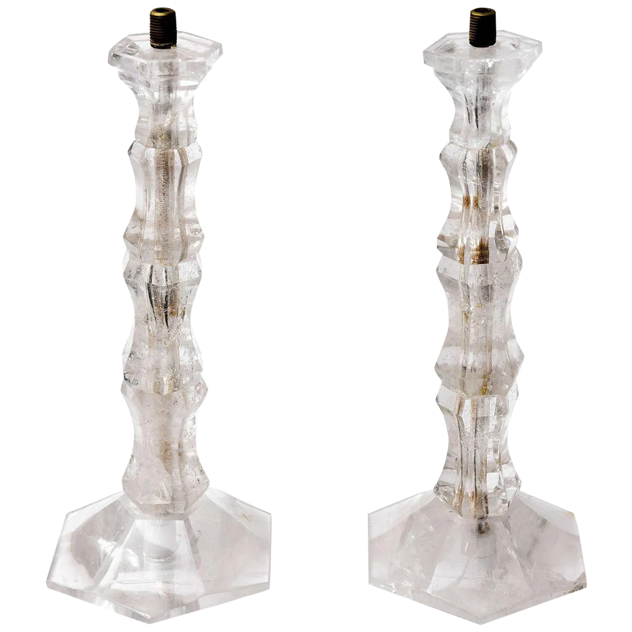 Rock Crystal Candlesticks - Pair | Chairish