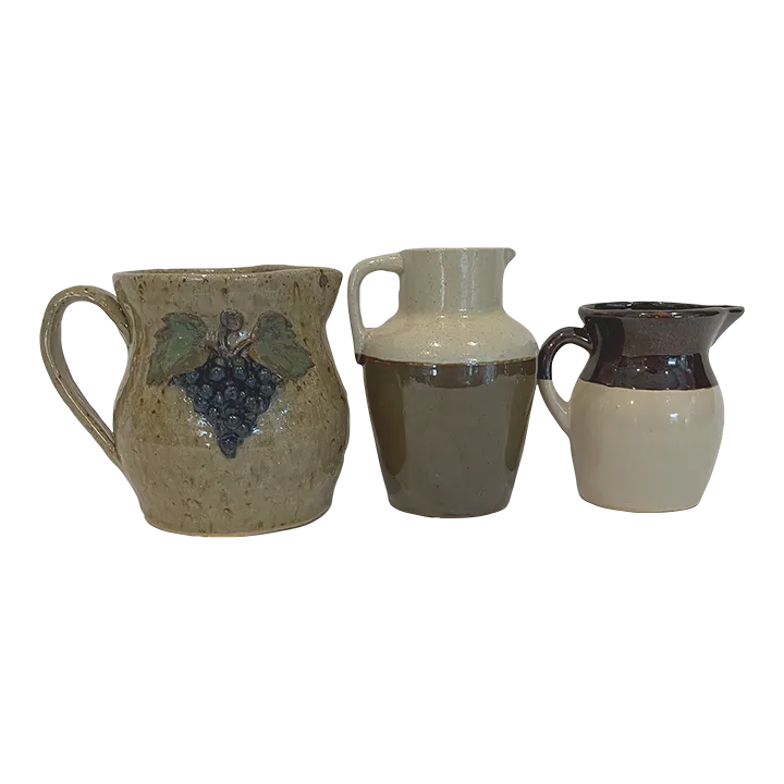 Vintage Set of 3 Ironstone Pottery Pitchers – Roseville, Wilford Dean ...