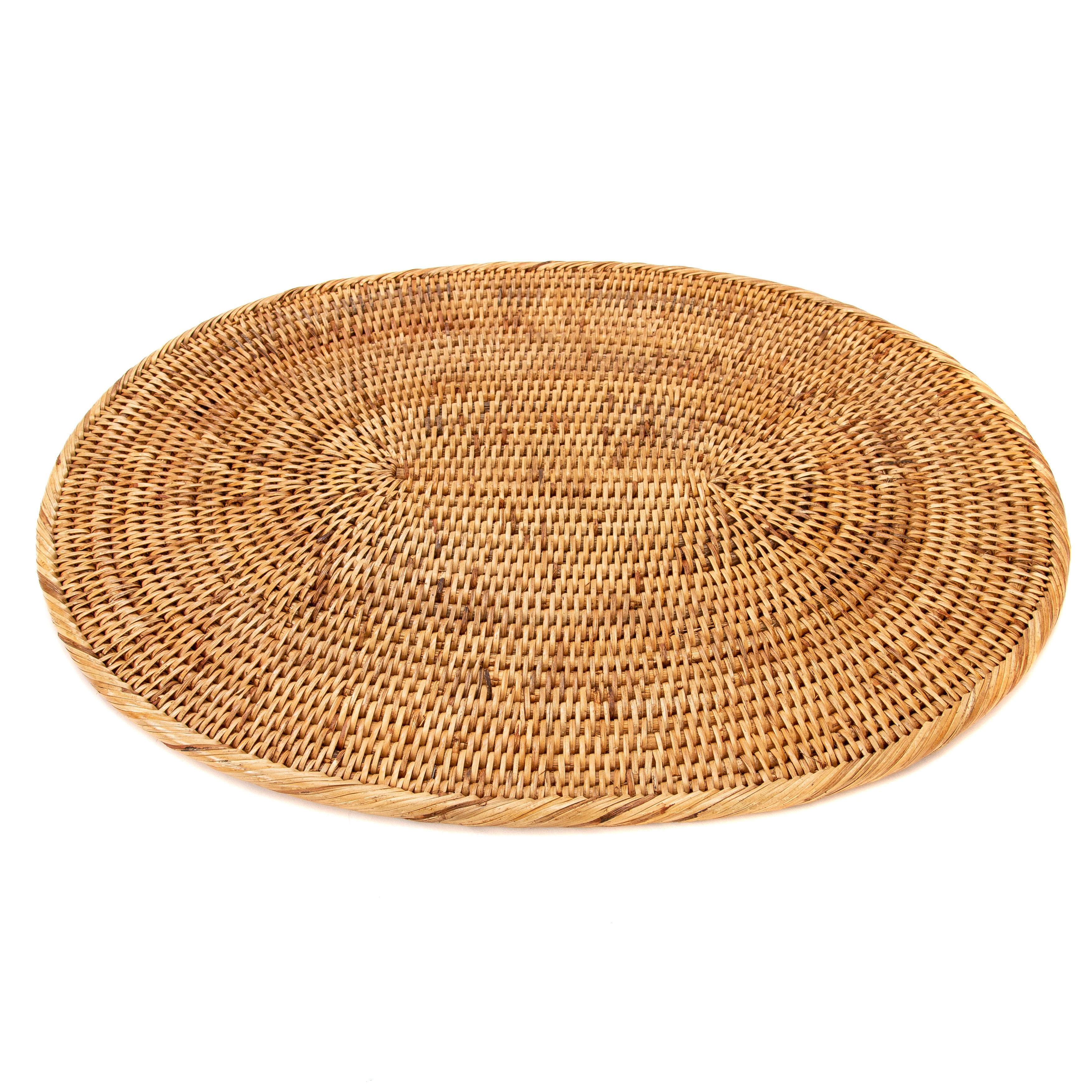 Artifacts Rattan Oval Placemat, Honey Brown, 15" | Chairish