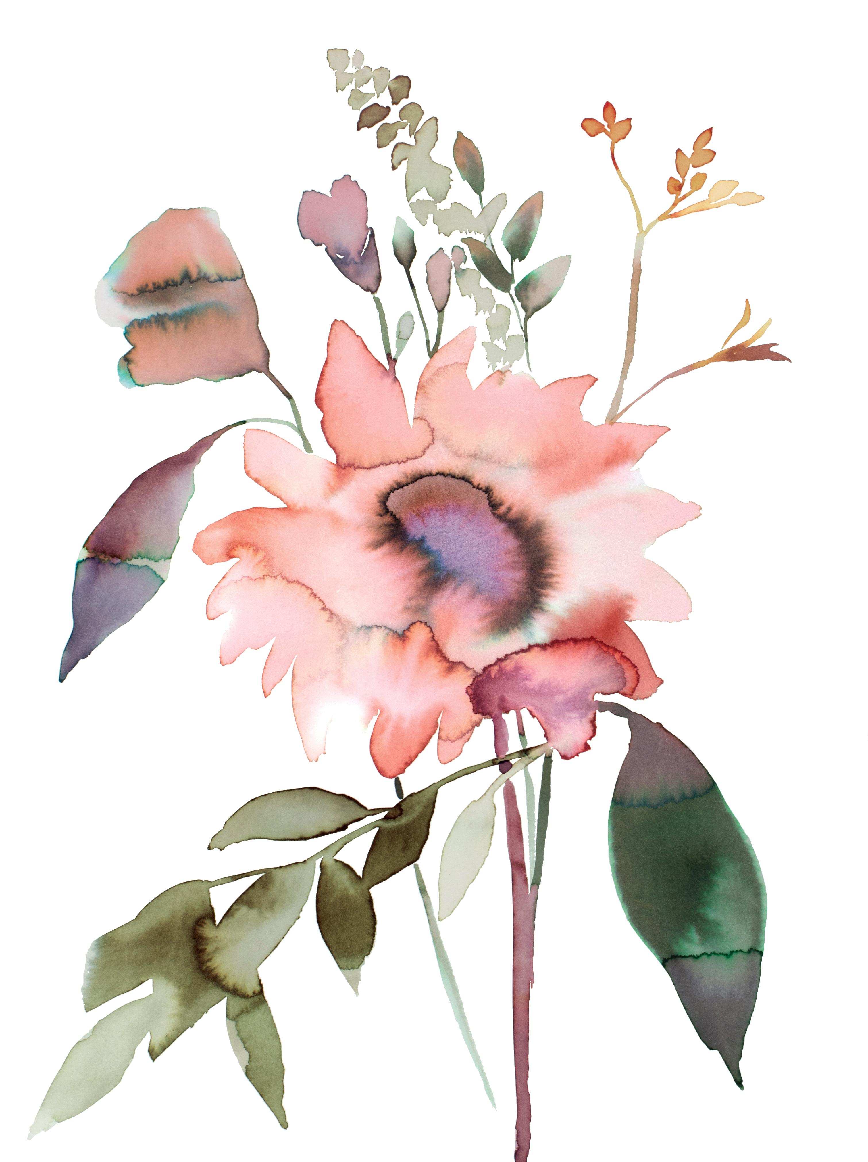 "Floral No. 33" Contemporary Original Botanical Flower Watercolor ...