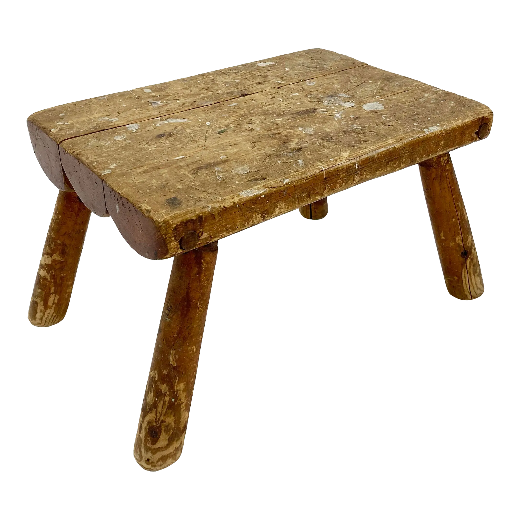 Vintage Primitive Split Wood Log Stool | Chairish