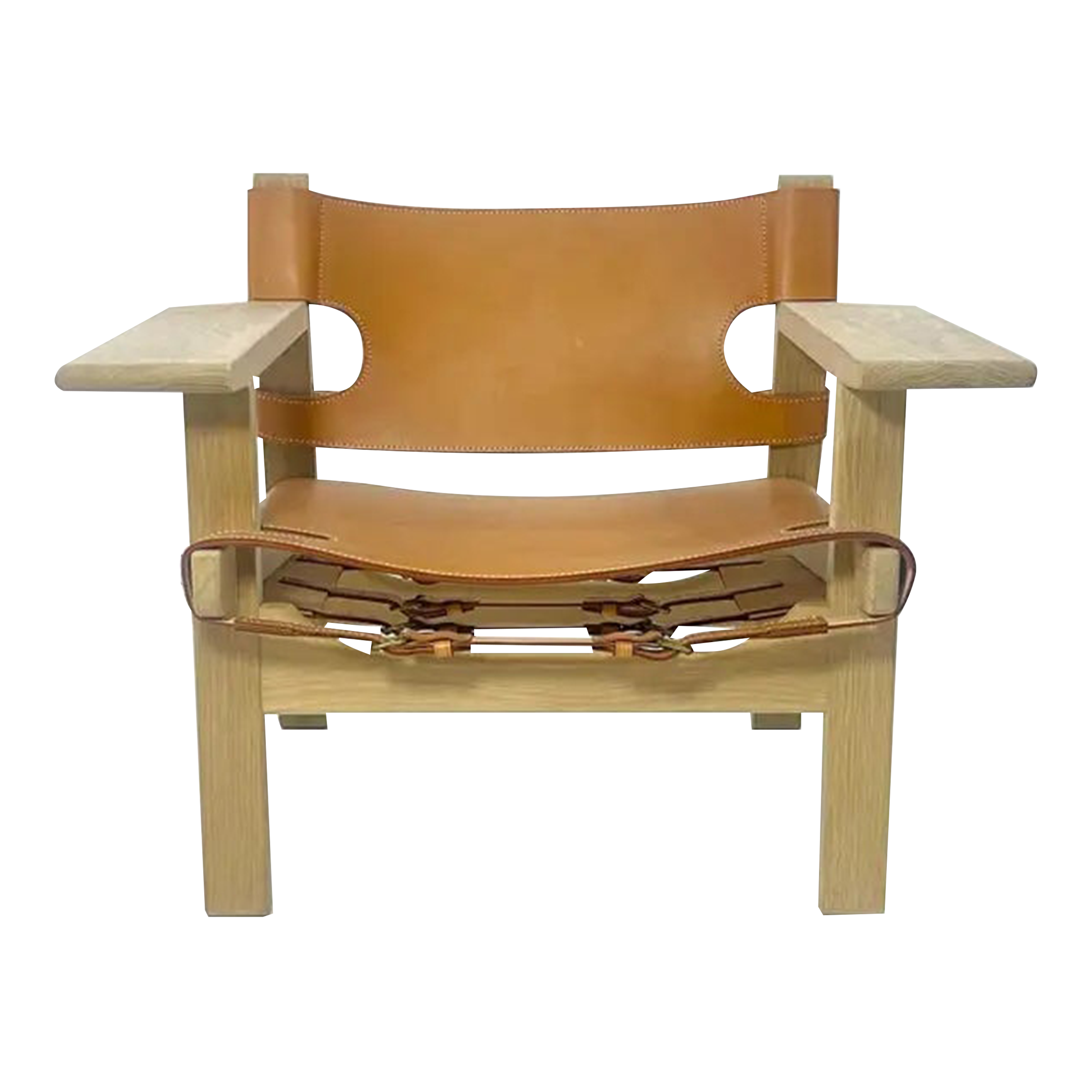 Børge Mogensen Oak & Saddle Leather 1958 Spanish Chair for Frederica ...