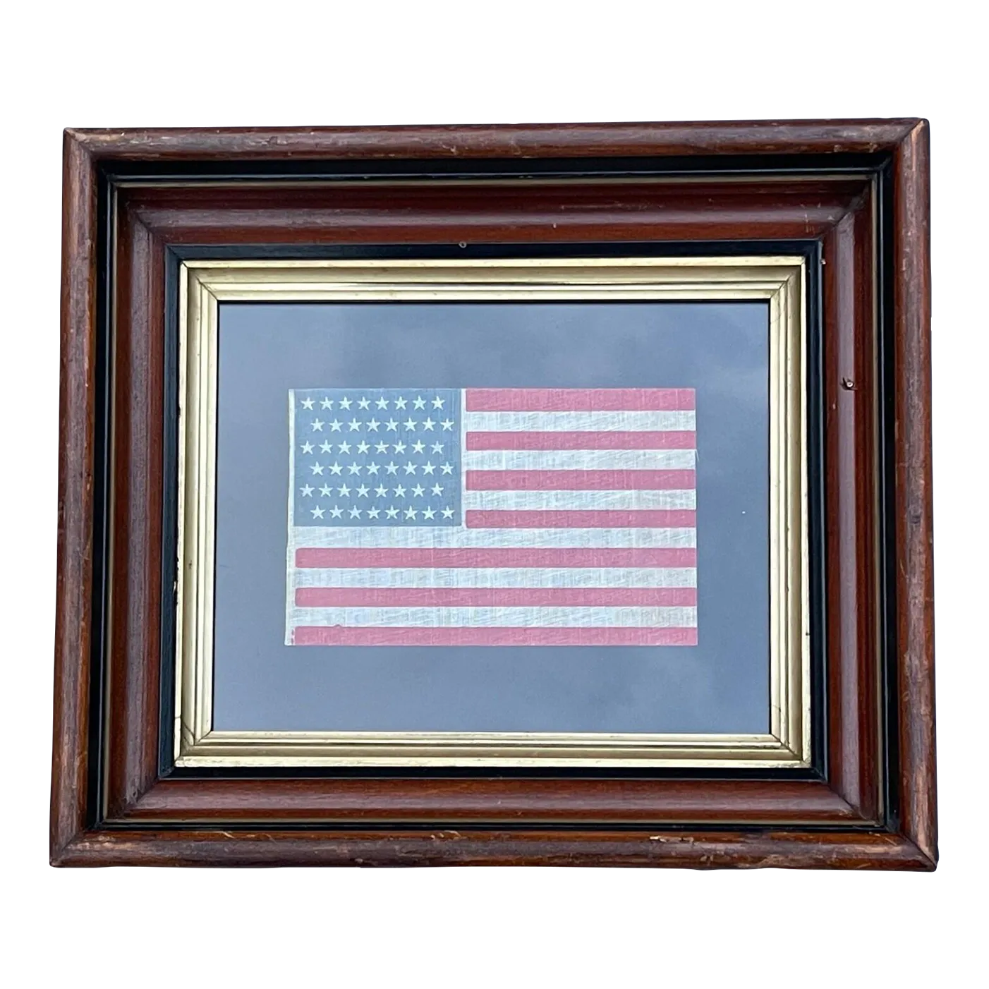 Antique 1912 Gauze Staggered 48 Star American Flag Glazed Cotton in ...