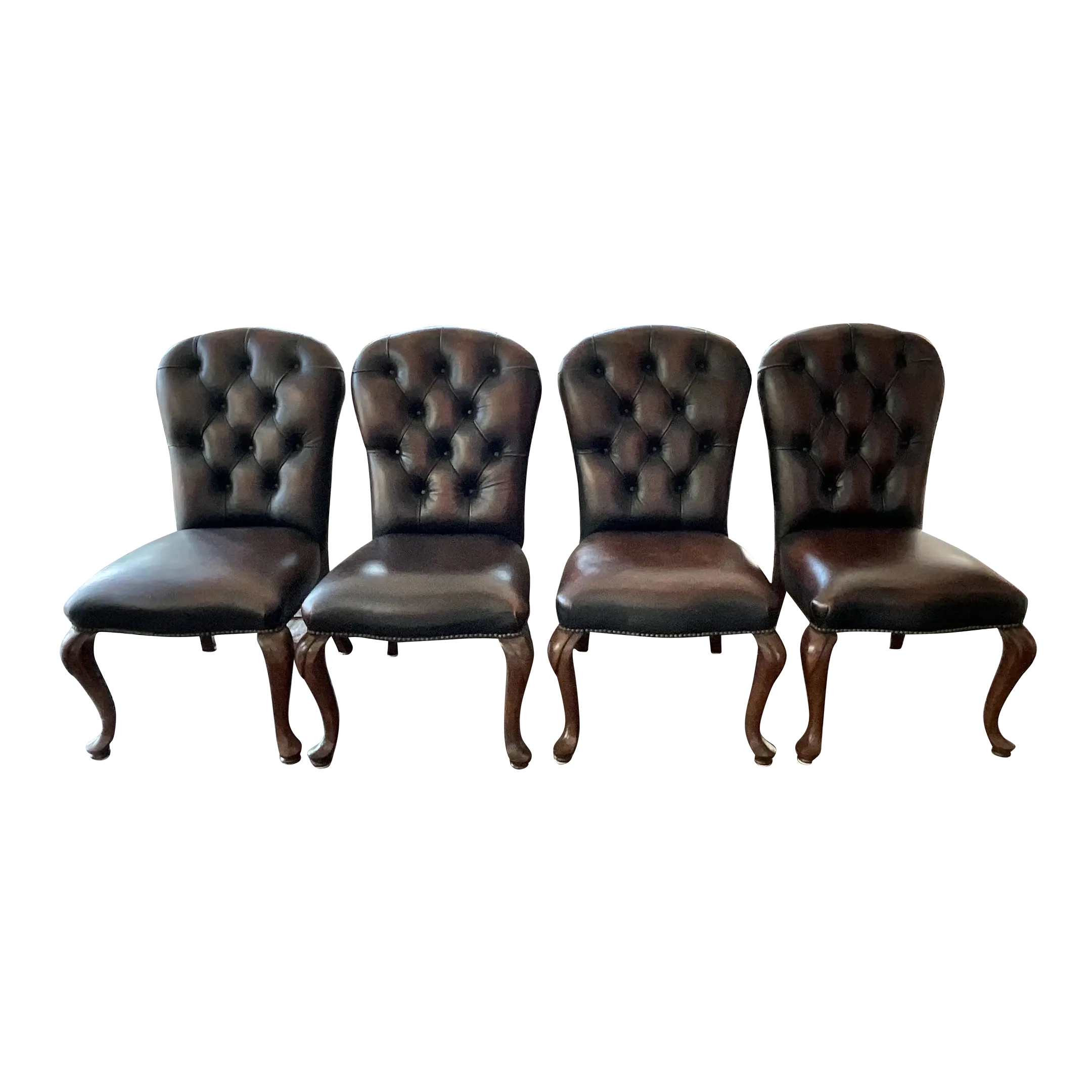 Stanley Leather Tufted Dining Chair With Nail Head Trim- Set of 4 ...