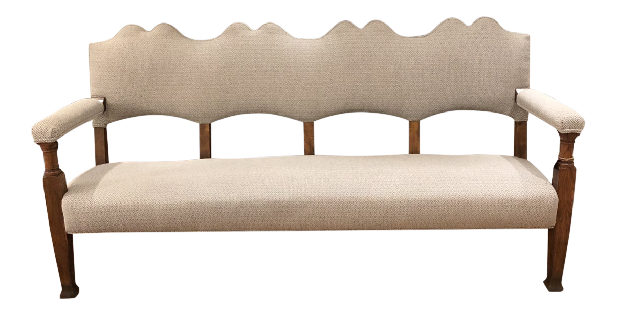 Antique Camel Back Bench With New Crypton Upholstery | Chairish