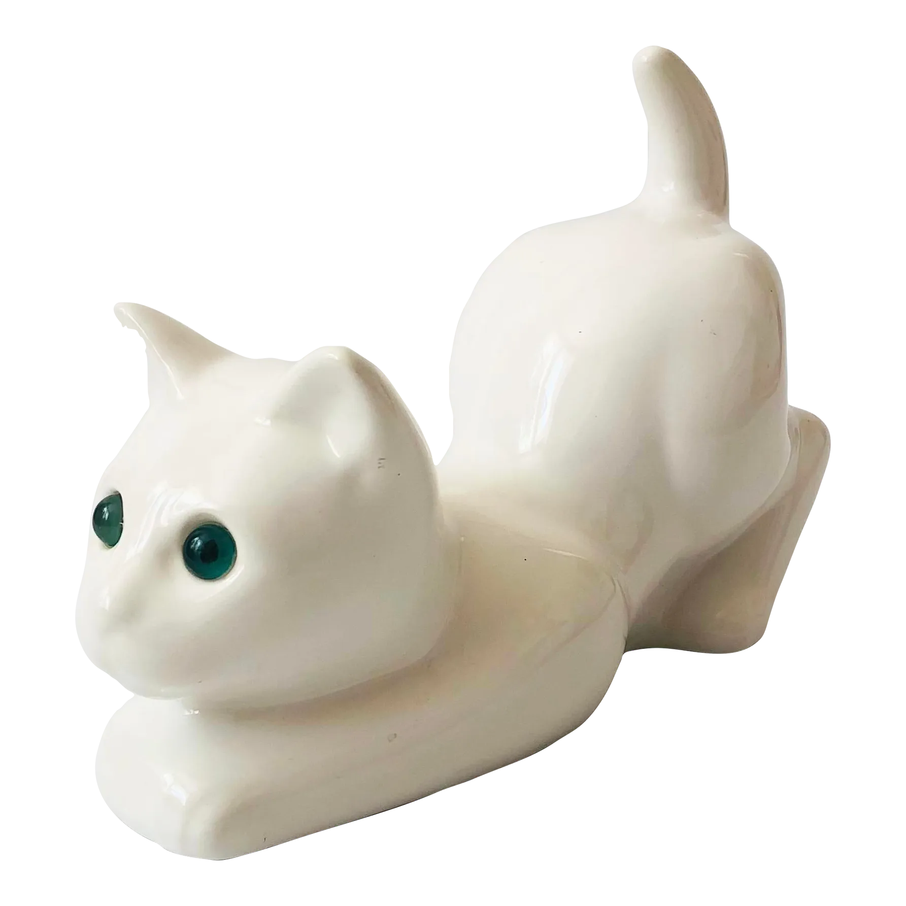 Large Vintage White Ceramic Cat by Elpa Alcobaca Portugal | Chairish