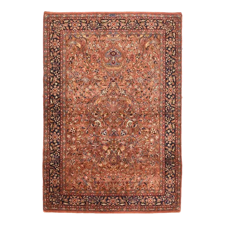 Indian Tabriz Rug 5'0" X 7'4'' | Chairish