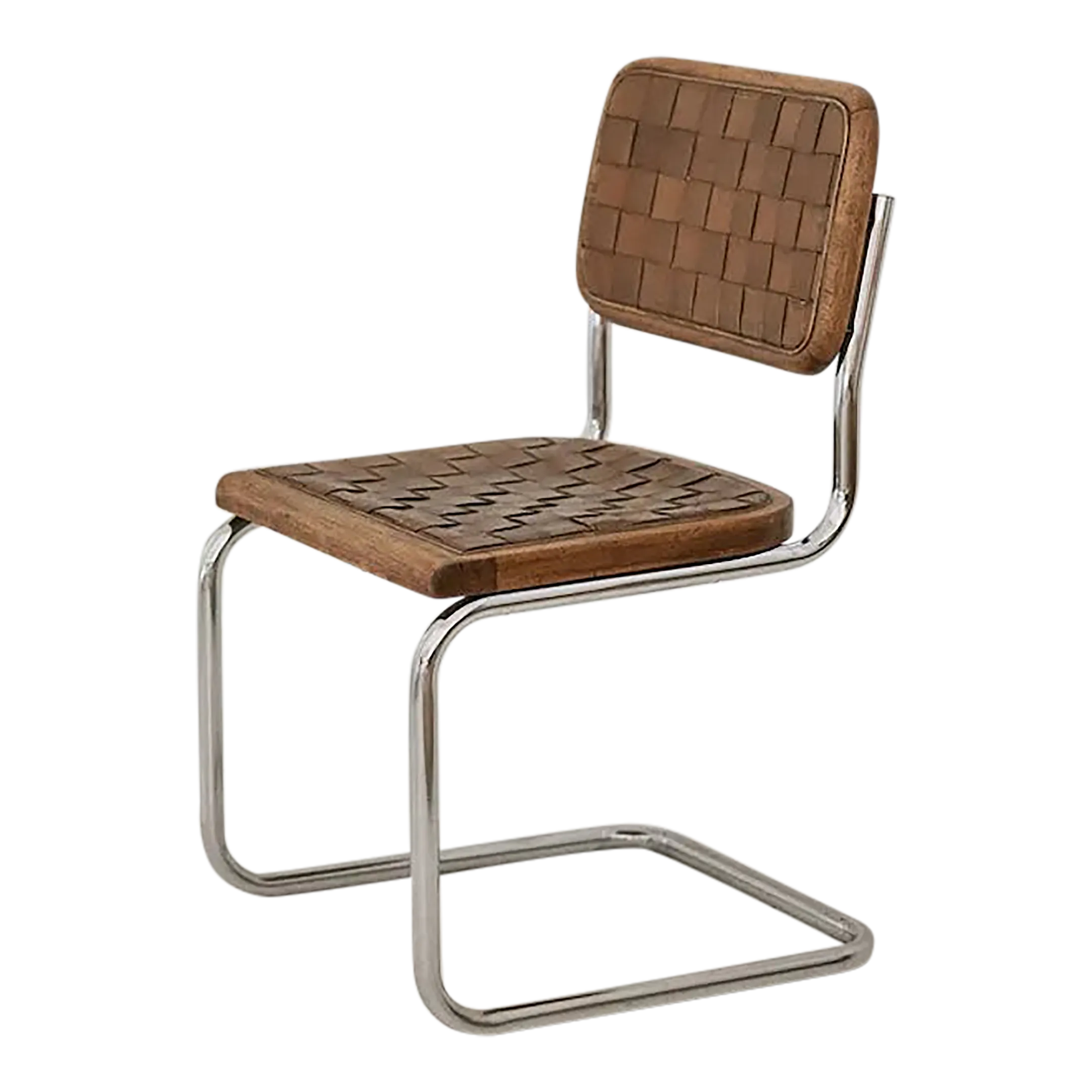 1960s Vintage Leather Wood and Chrome Side Chair | Chairish