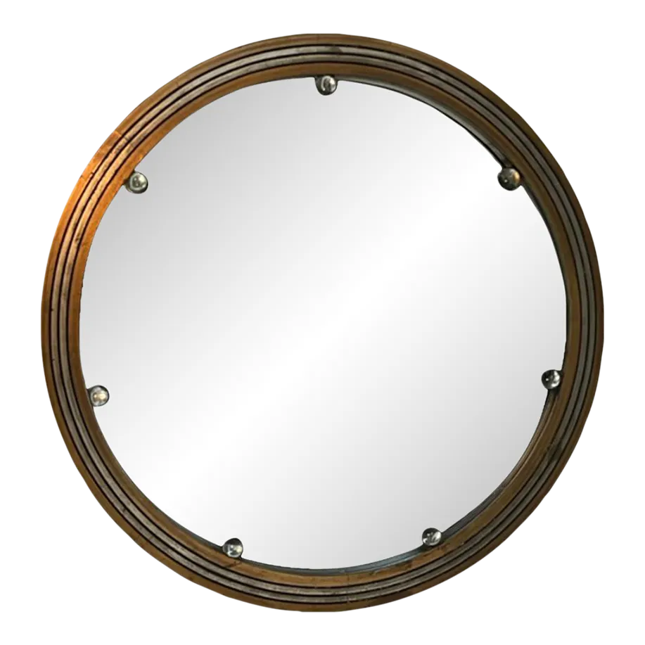 Early 20th Century Art Deco Silvered & Gold Wood Round Glass Ball ...