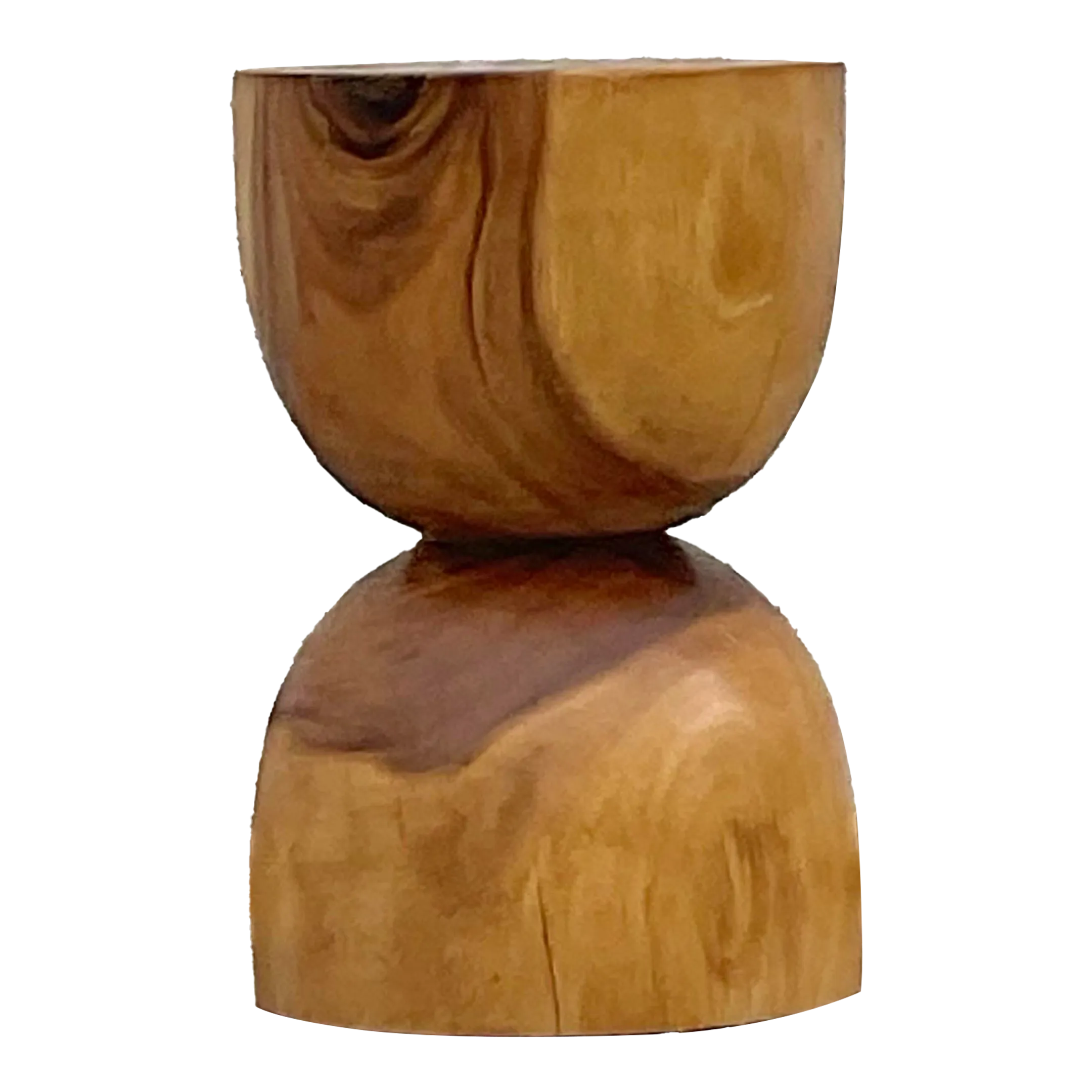 Late 20th Century Vintage Boho Wooden HourGlass. Stool | Chairish