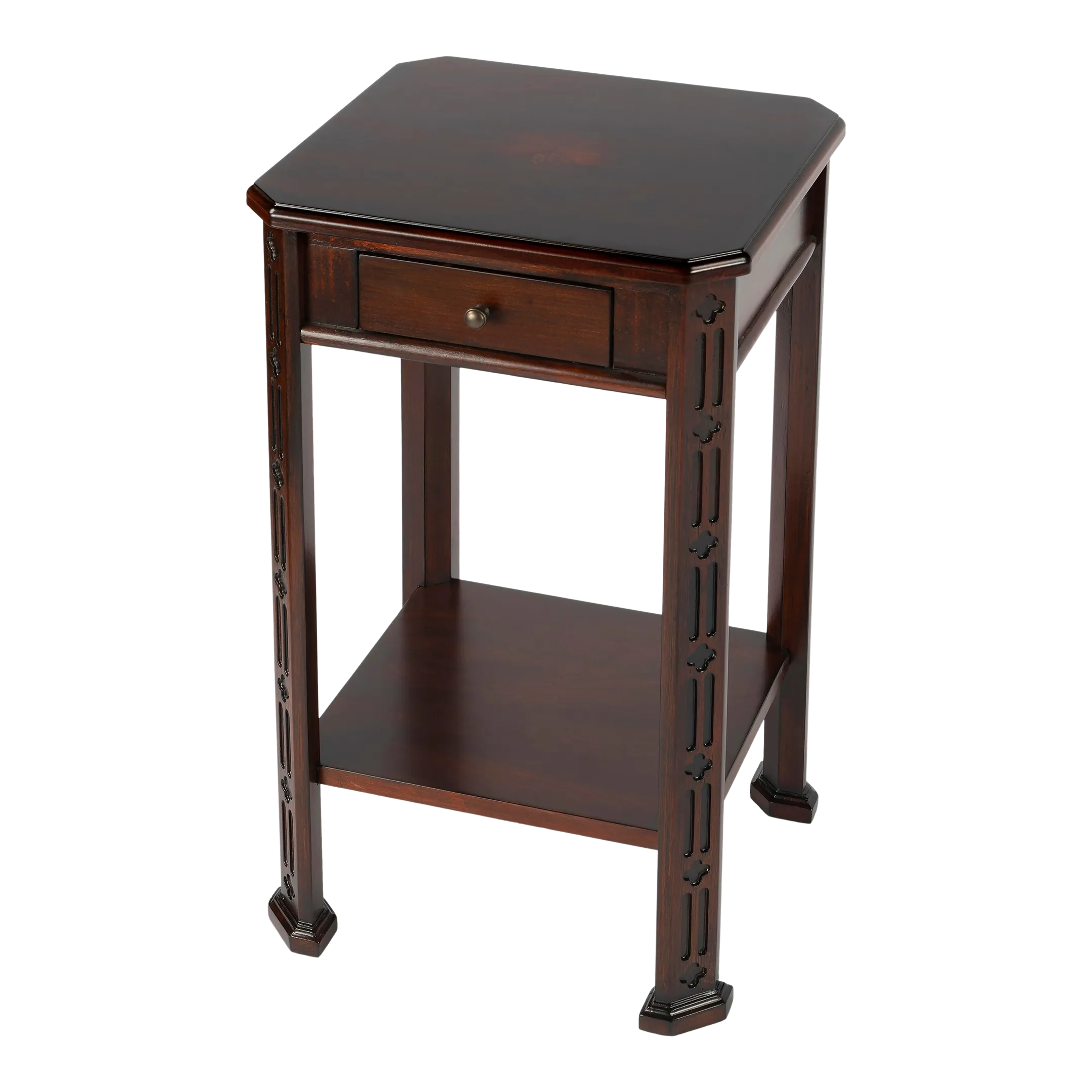 Moyer Side Table with Storage, Dark Brown | Chairish
