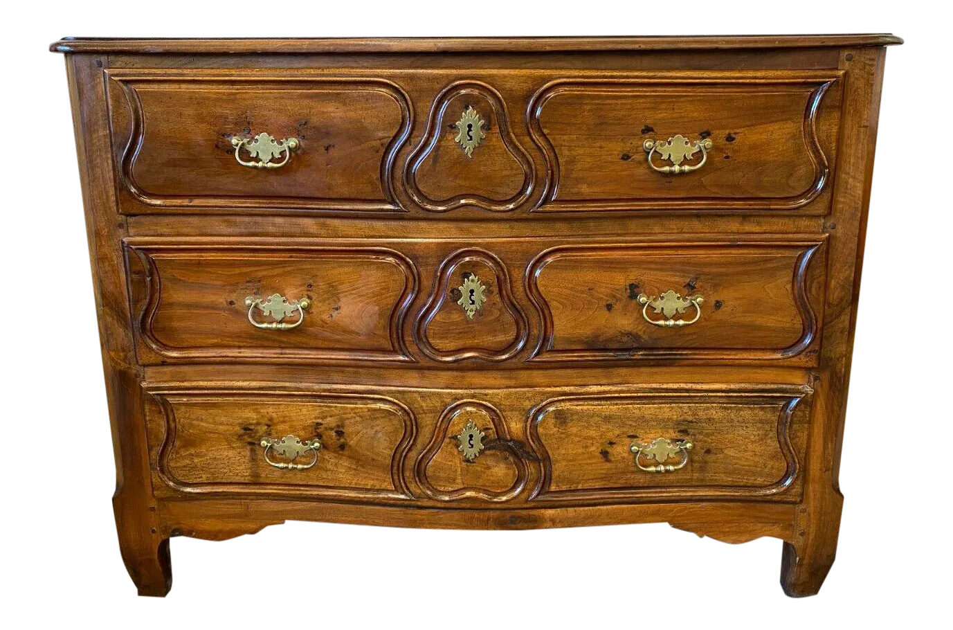 French Antique Carved Three Drawer Commode - 19th C | Chairish