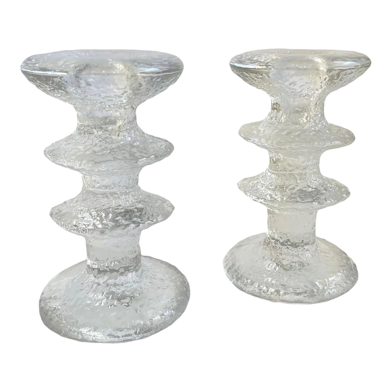 Iittala Crystal Icicle Glass Candle Holders by Timo Sarpaneva, Finland ...