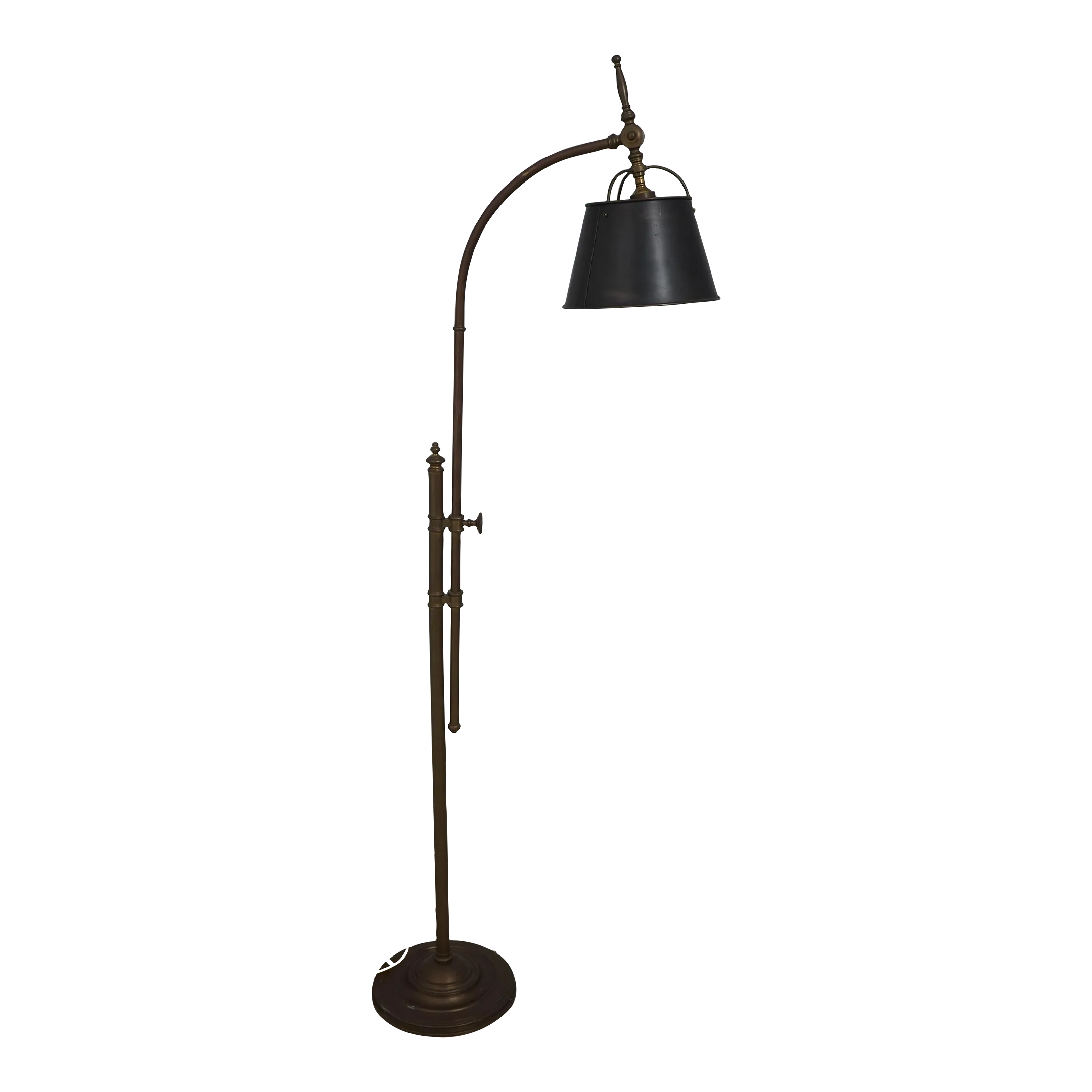 Decorative Crafts Brass Floor Lamp W. Tole Shade | Chairish