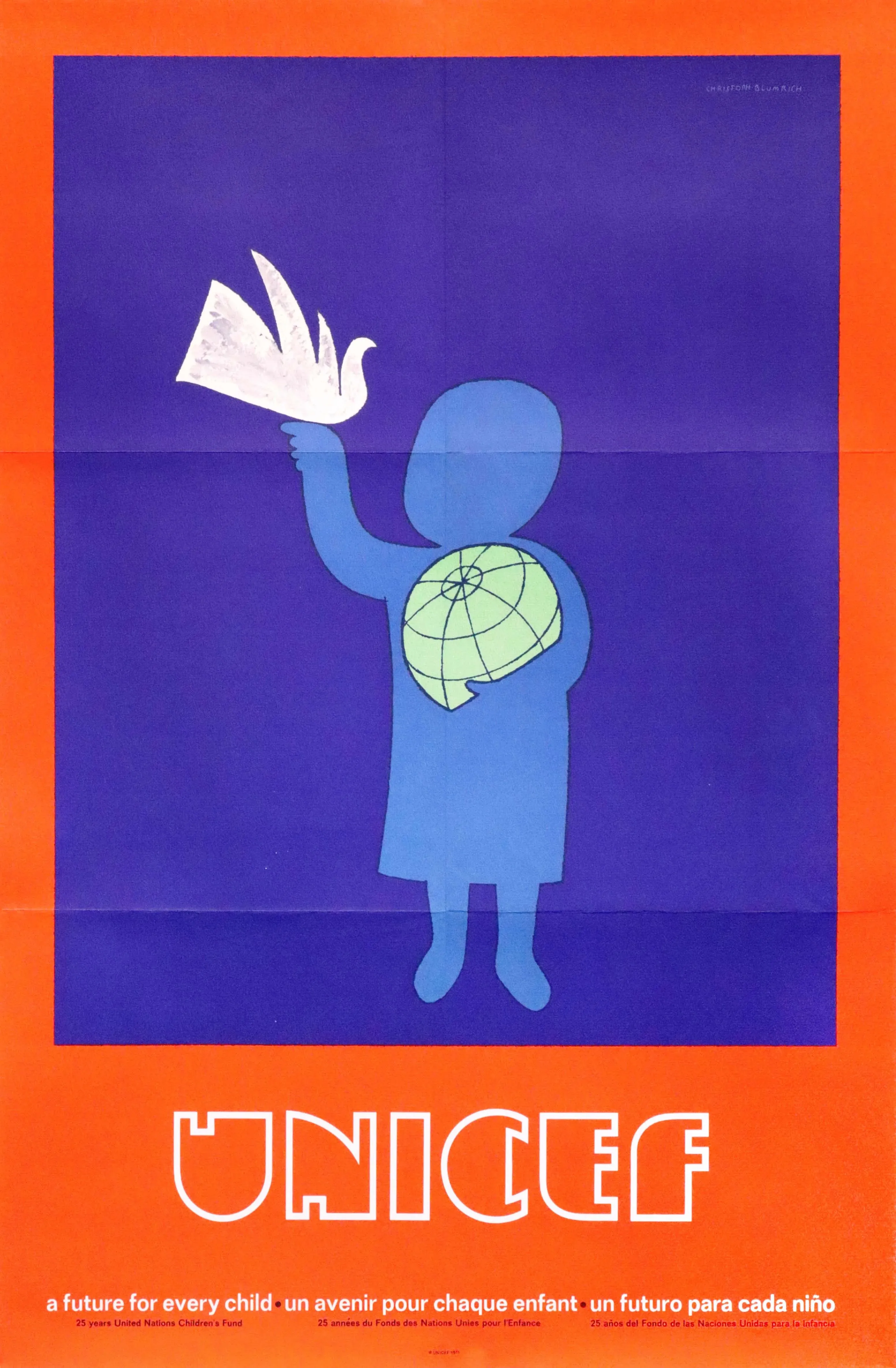 1971 Original United Nations Poster, Unicef, 25 Years of Un Children's ...