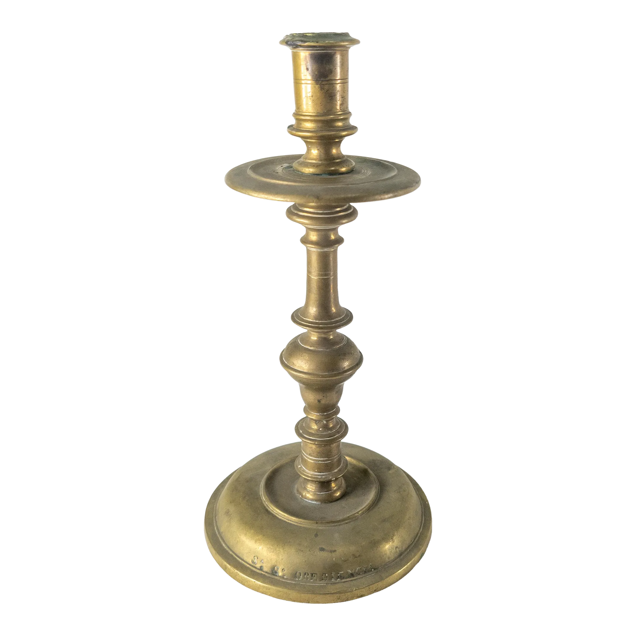 17th Century Spanish Bronze Candlestick With Impressed Inscription ...