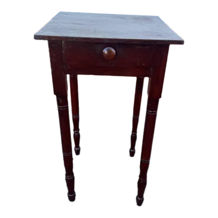 19th Century Antique Sheraton Style 1 Drawer Night Stand Work Table ...