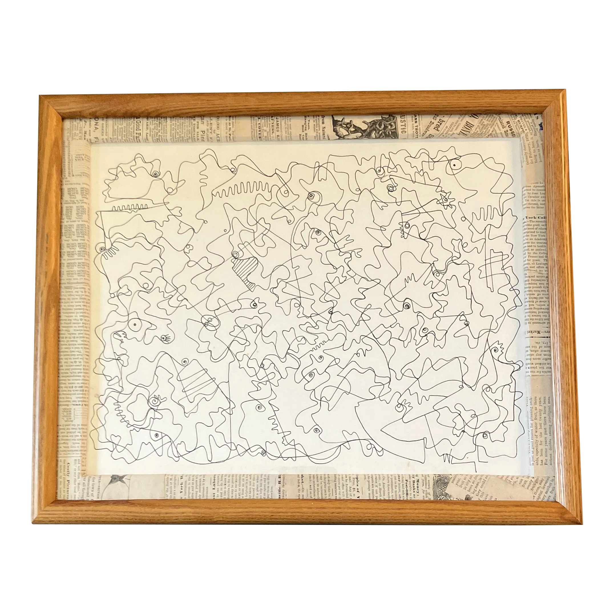 1980’s Original Wayne Cunningham Abstract Ink Drawing Framed Signed ...