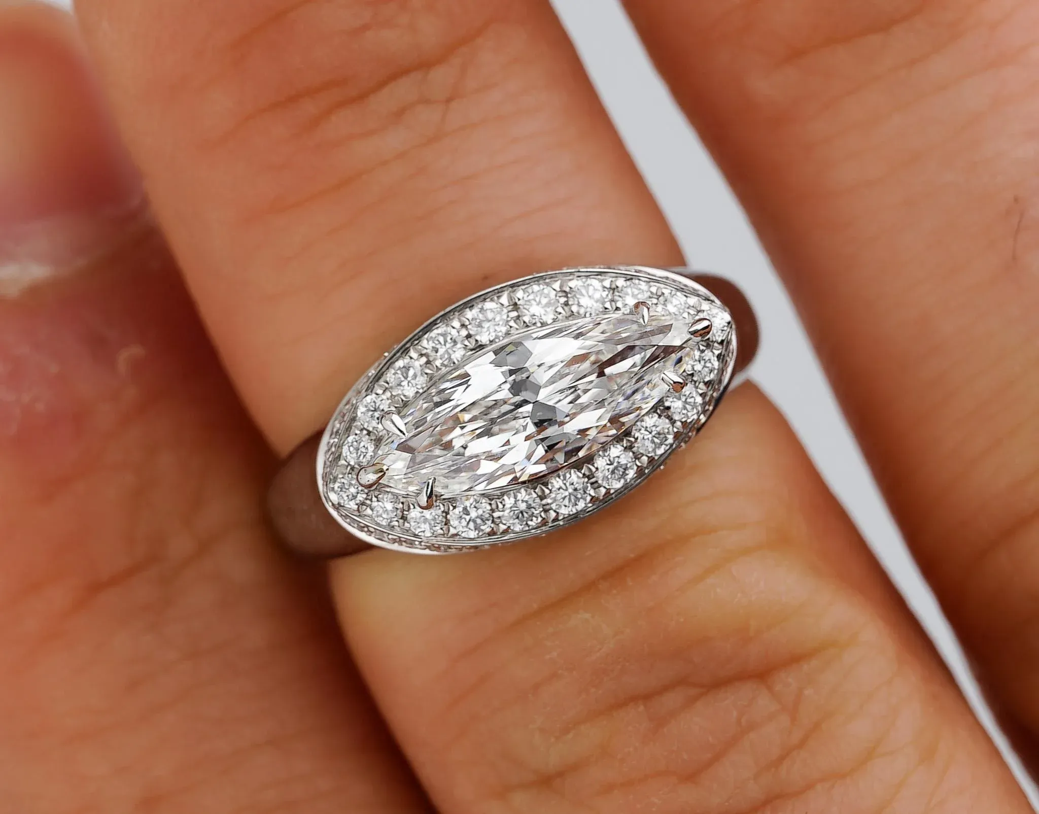 Gia Certified 1.50 Carat Marquise Cut Diamond Men s Pinky Ring Crafted in 18k White Gold Size 6