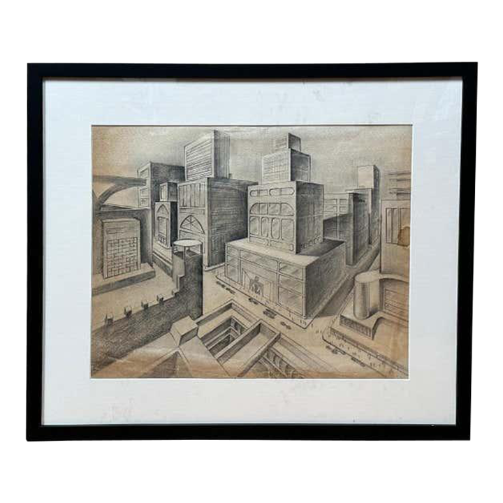 Futuristic Drawing by Anne Johnston | Chairish