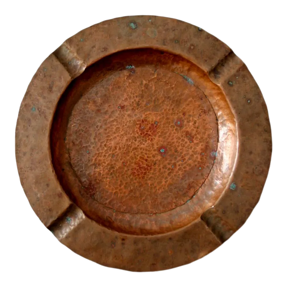 Vintage Solid Copper MCM Era Cigar Ashtray With Geometric Design ...