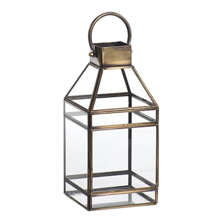 Martino 12 Tall Antique Brass Glass Lantern Chairish