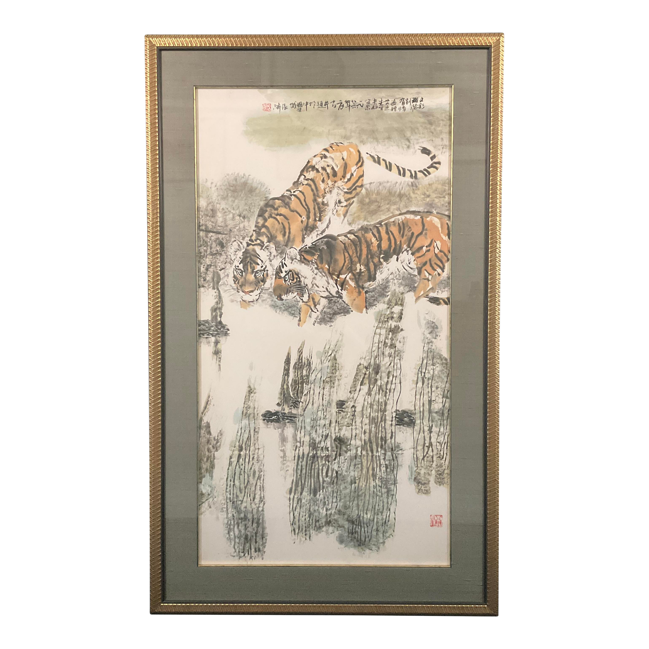 Vintage Original Chinese Ink Painting "Siberian Tiger" by Listed Artist ...