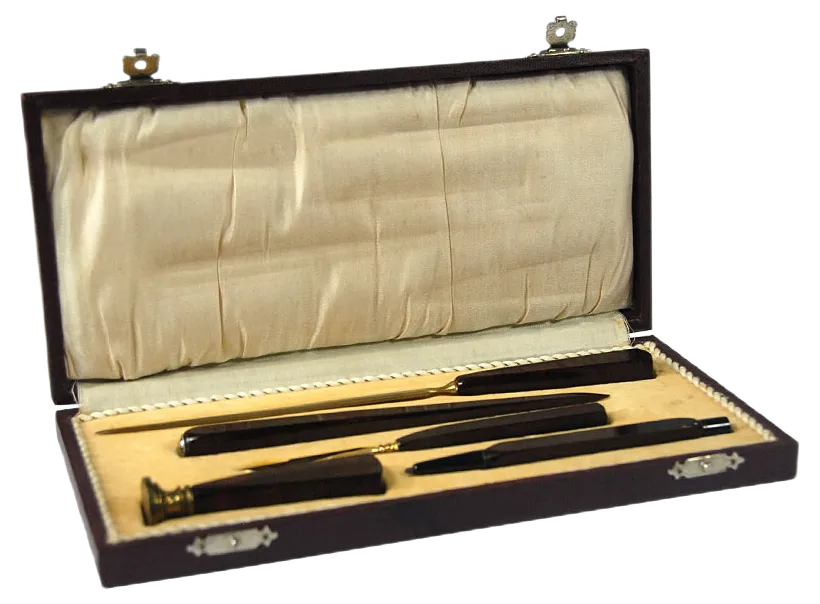 Writing Letter Box Desk Set, 1930s, Set of 5 | Chairish