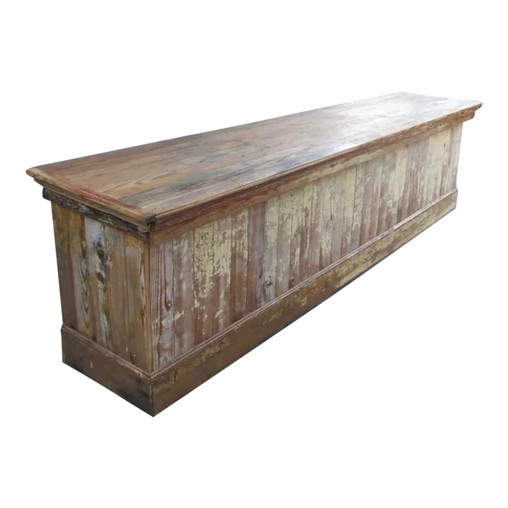 Large Victorian Shop Store Counter Made From Yellow Pine 1900s | Chairish