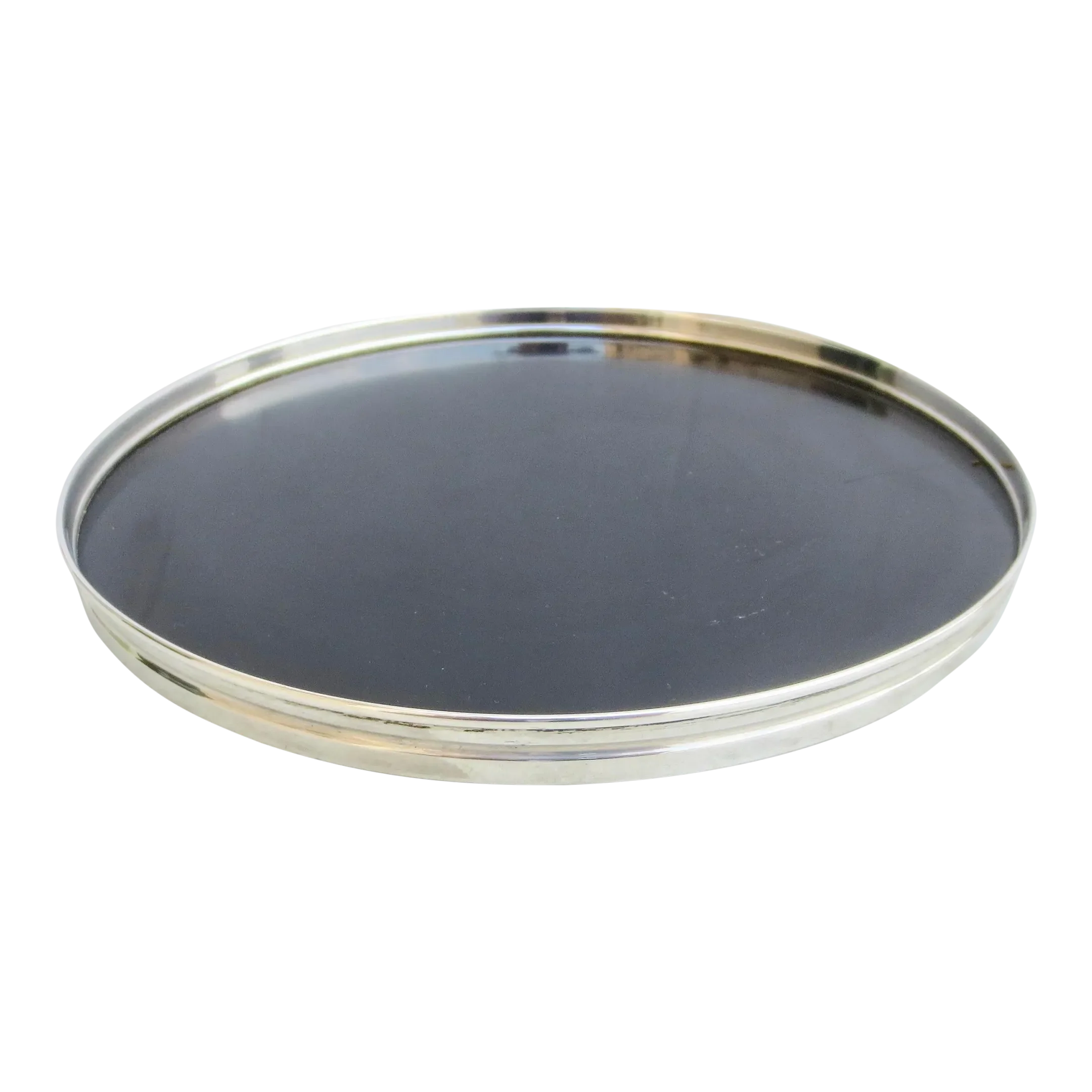 Sterling Rimmed Tray With Black Plateau Circa 1940s' | Chairish