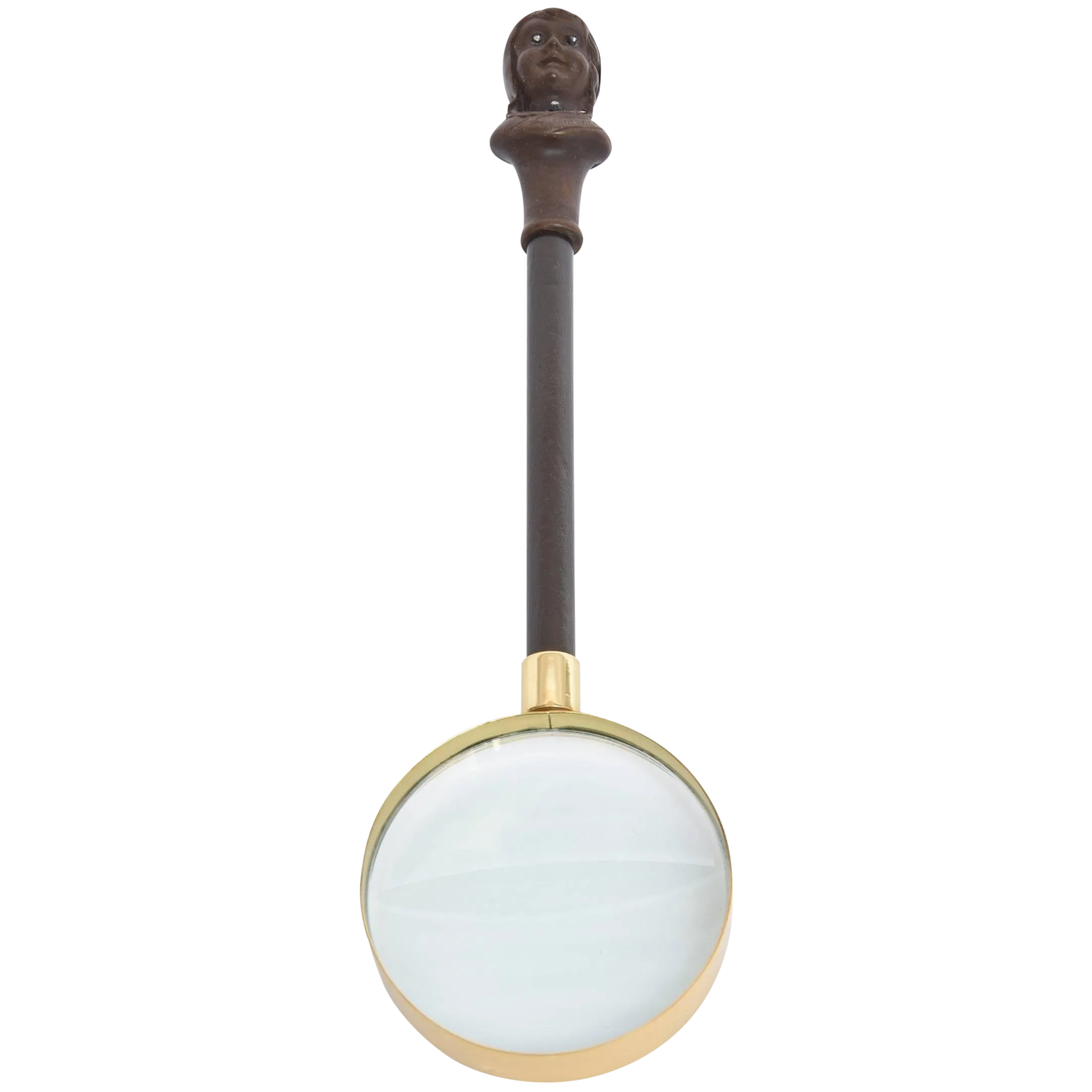 Victorian Female Bust Wood Diamond Eyes Magnifying Glass | Chairish