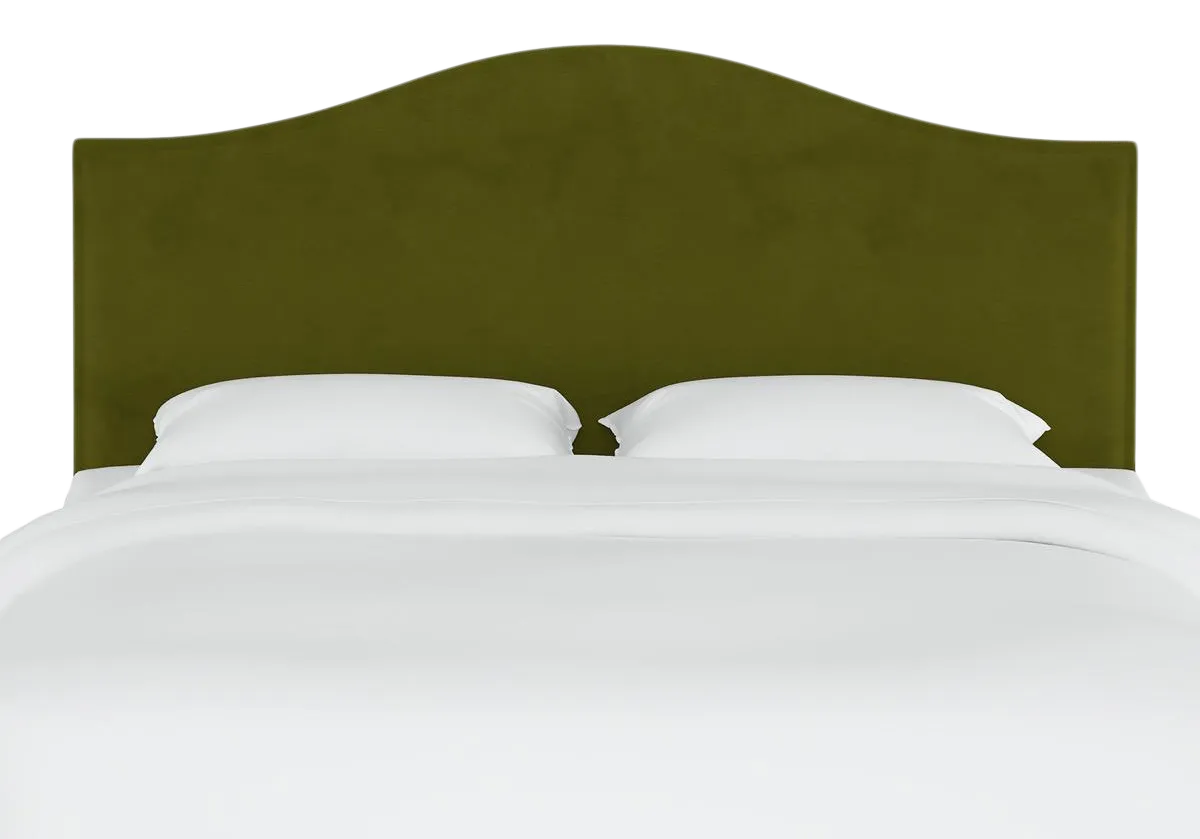 Queen Camelback Headboard in Velvet Applegreen | Chairish