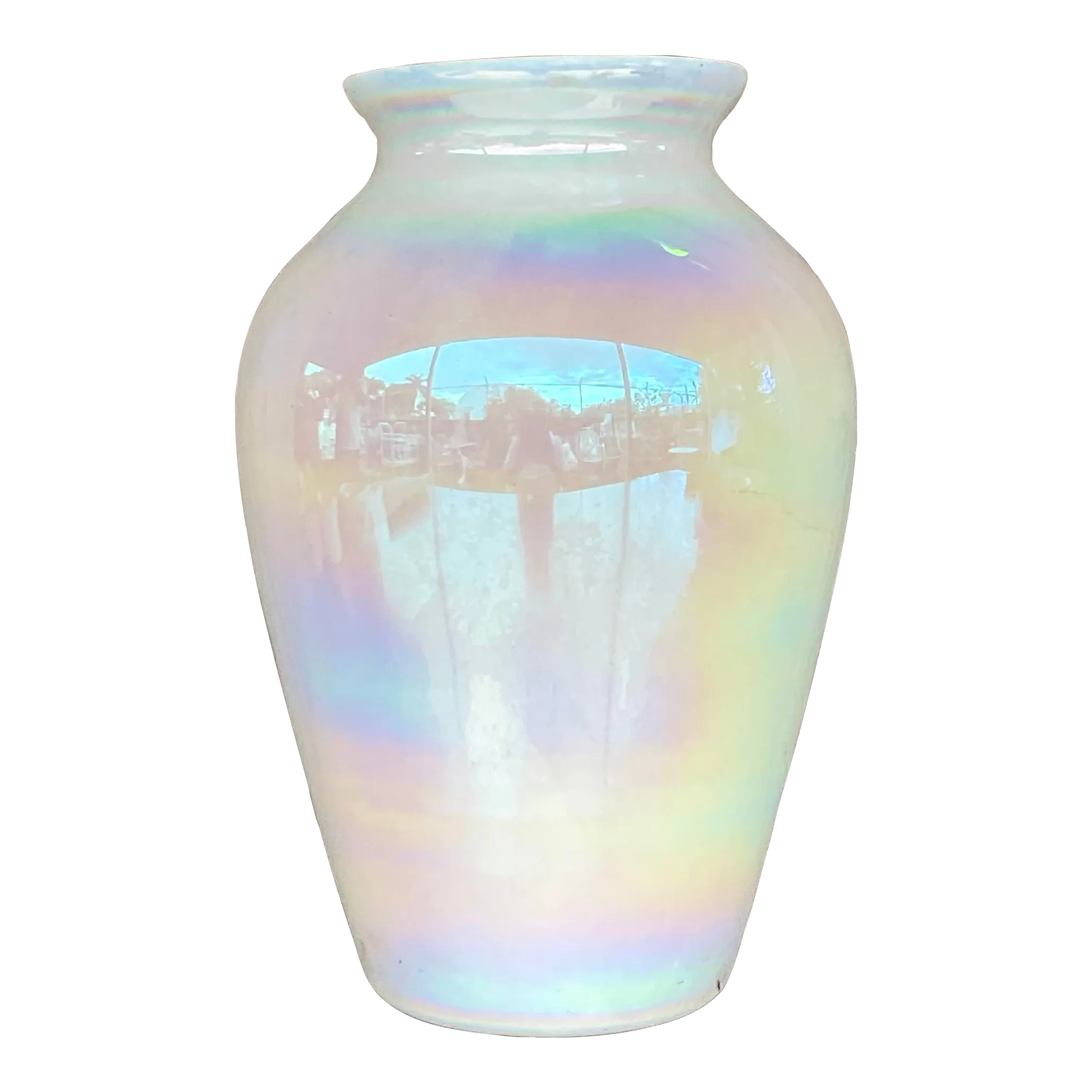 Vintage Iridescent Glass Vase | Chairish
