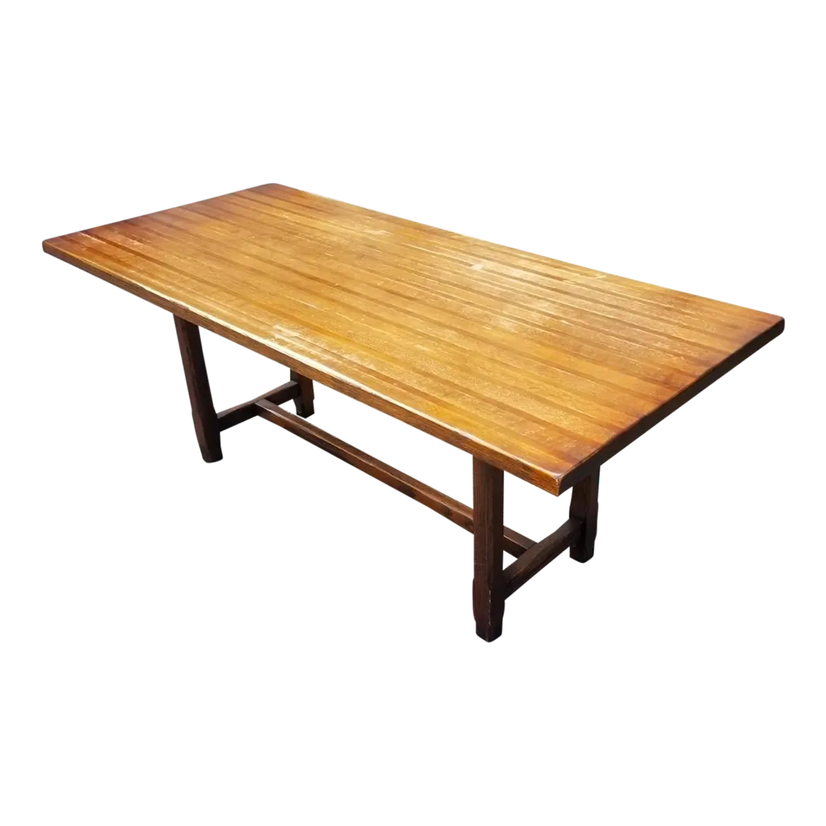 1950s Mid Century Dual-Wood Butcher Block Dining Table | Chairish