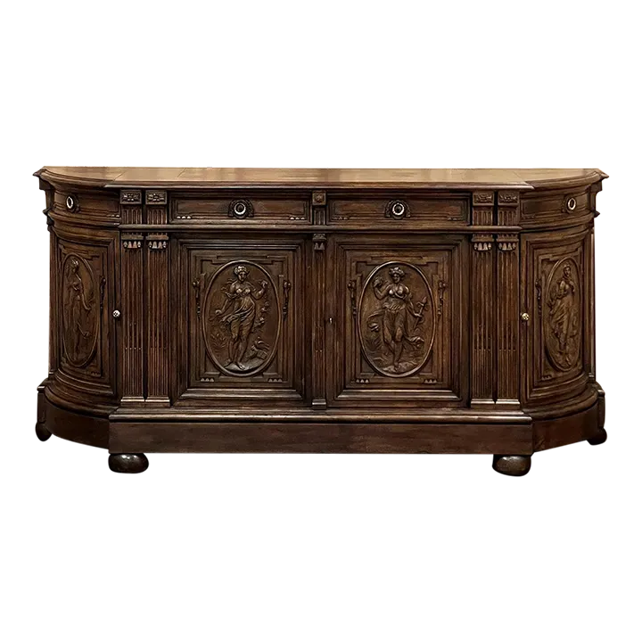 19th Century French Walnut Neoclassical Buffet With Four Seasons | Chairish