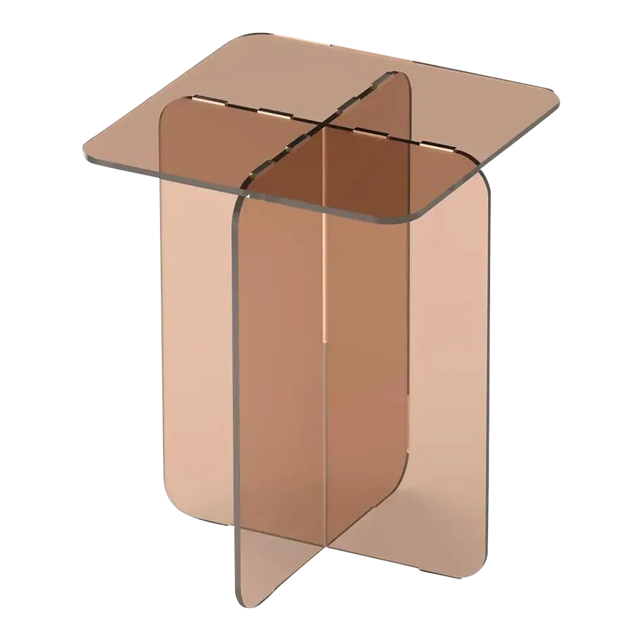 Amber-Brown Contemporary Side Table | Chairish