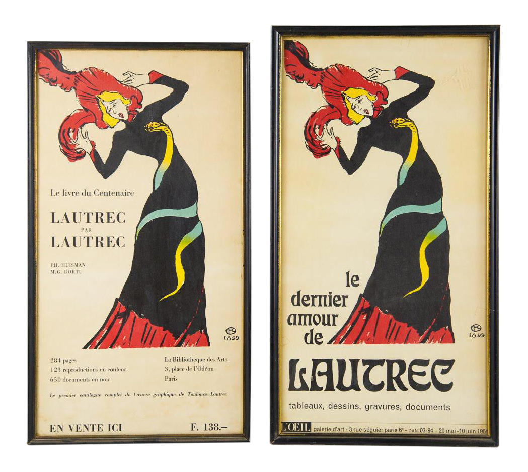 1964 Framed Reproduction Gallery Posters by Toulouse- Lautrec - A Pair ...