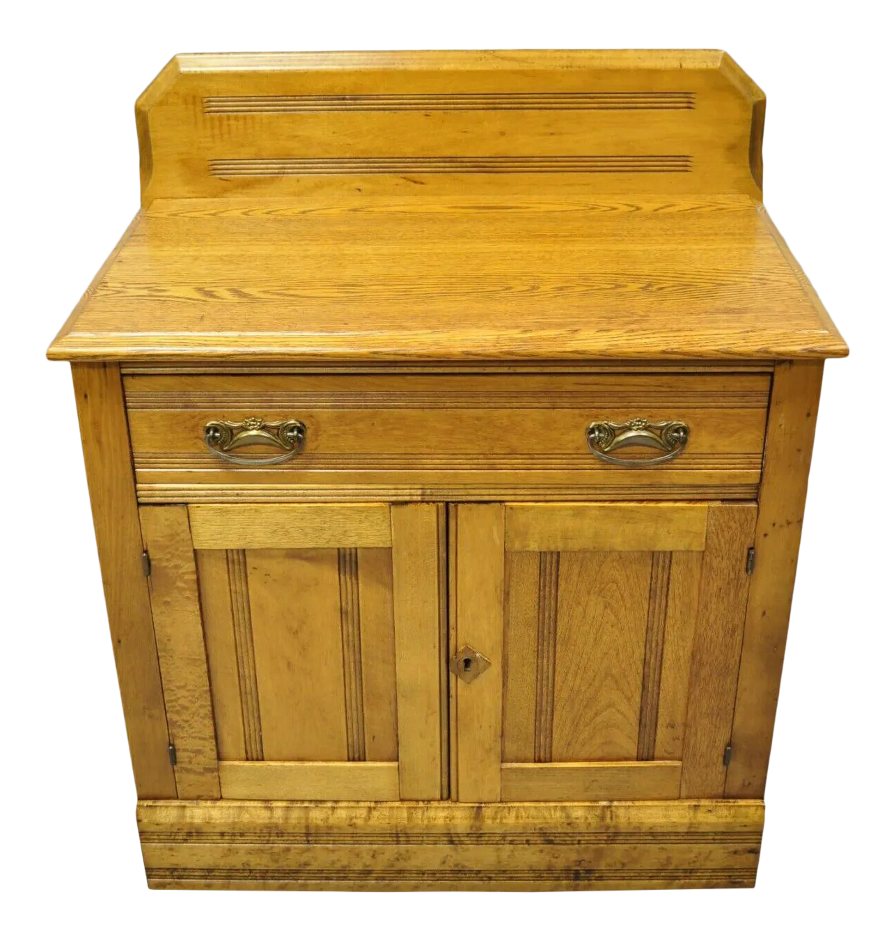 Antique Eastlake Victorian Golden Oak Washstand Commode Cabinet With ...