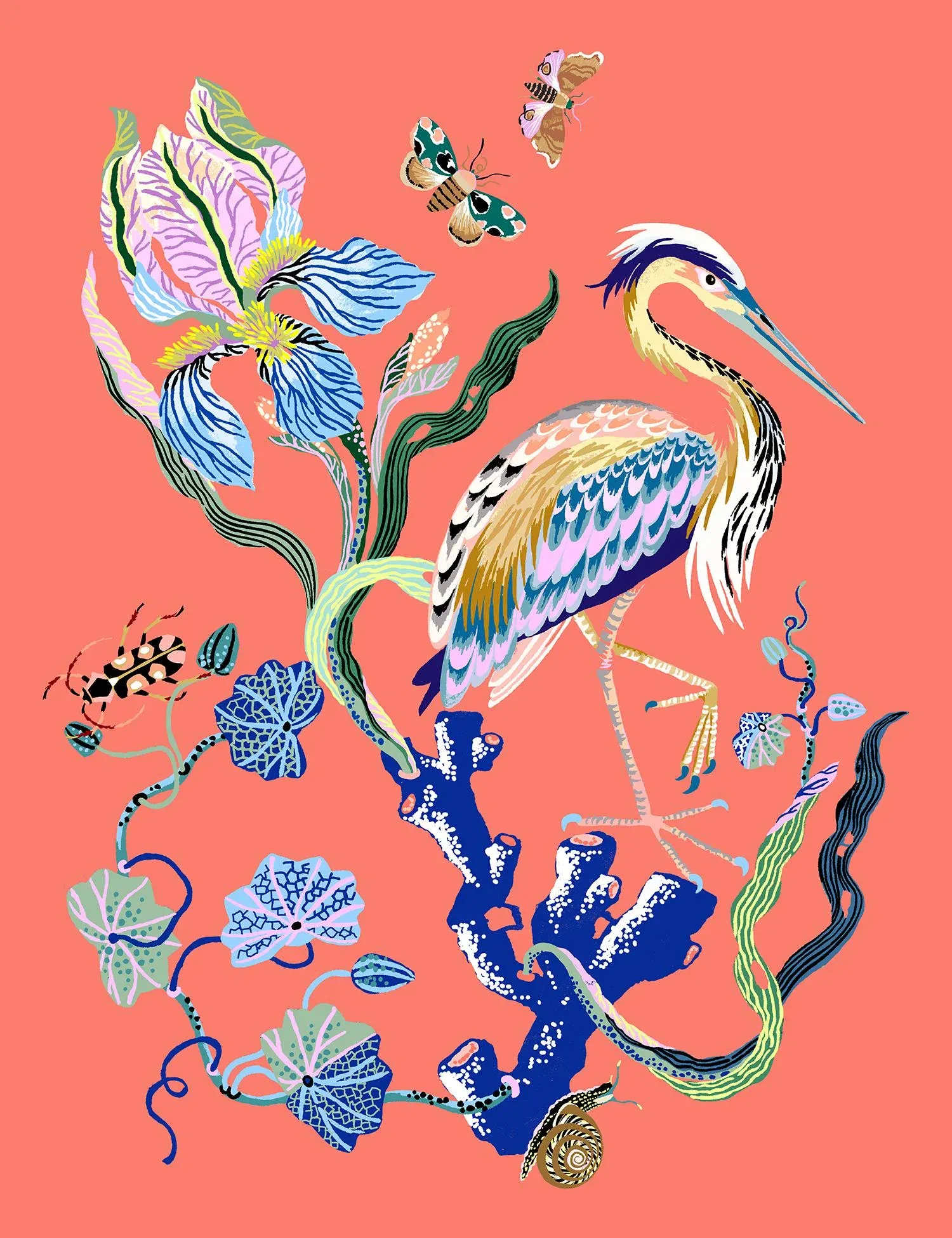 Lytle Beach (Coral) Contemporary Giclee Print by Sarah Gordon | Chairish