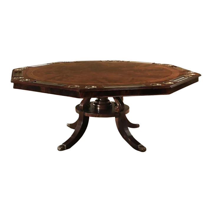 Round Expanding Dark Mahogany Dining & Poker Table with Two Leaf ...