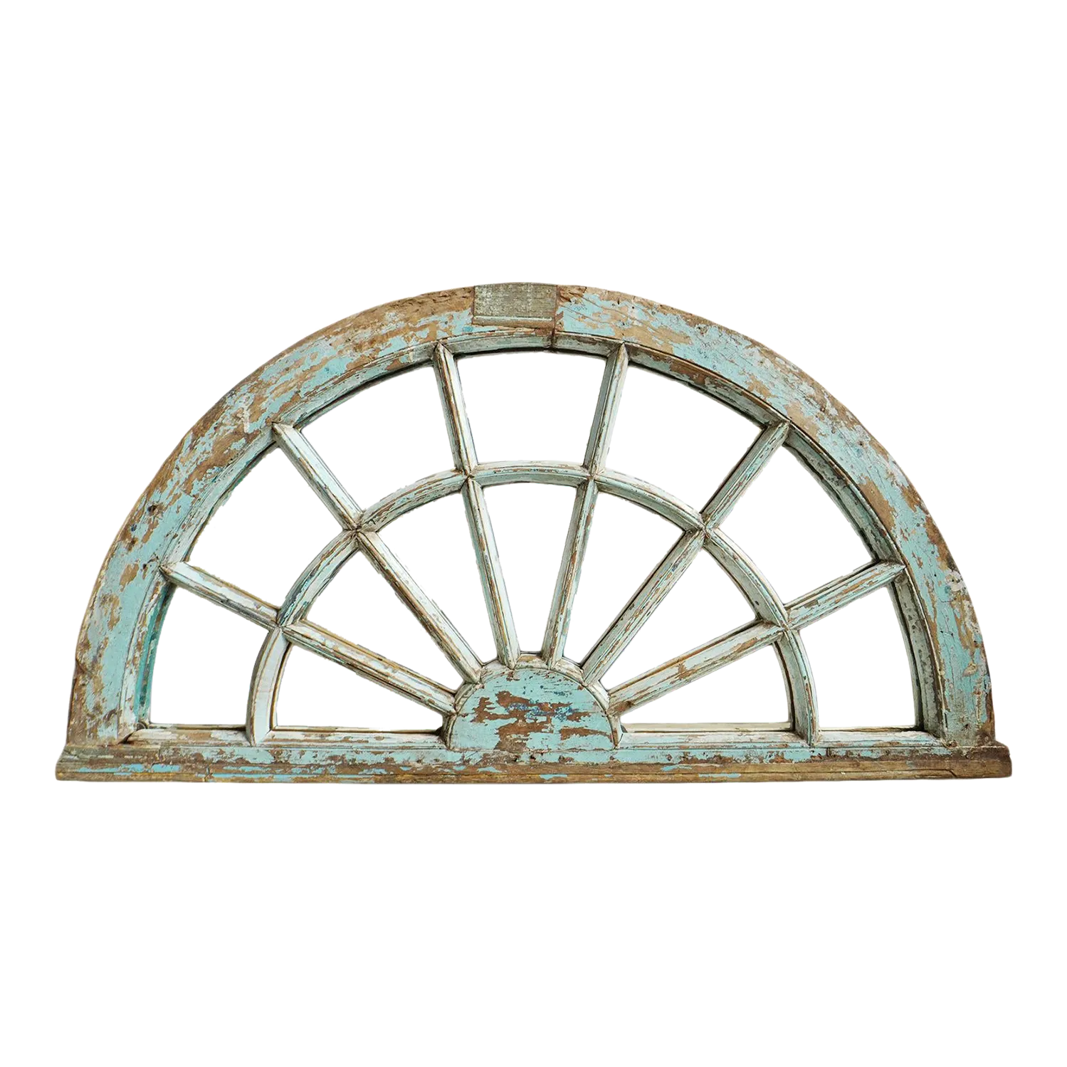 Early 20th Century Blue Window Transom Arch Mirror | Chairish