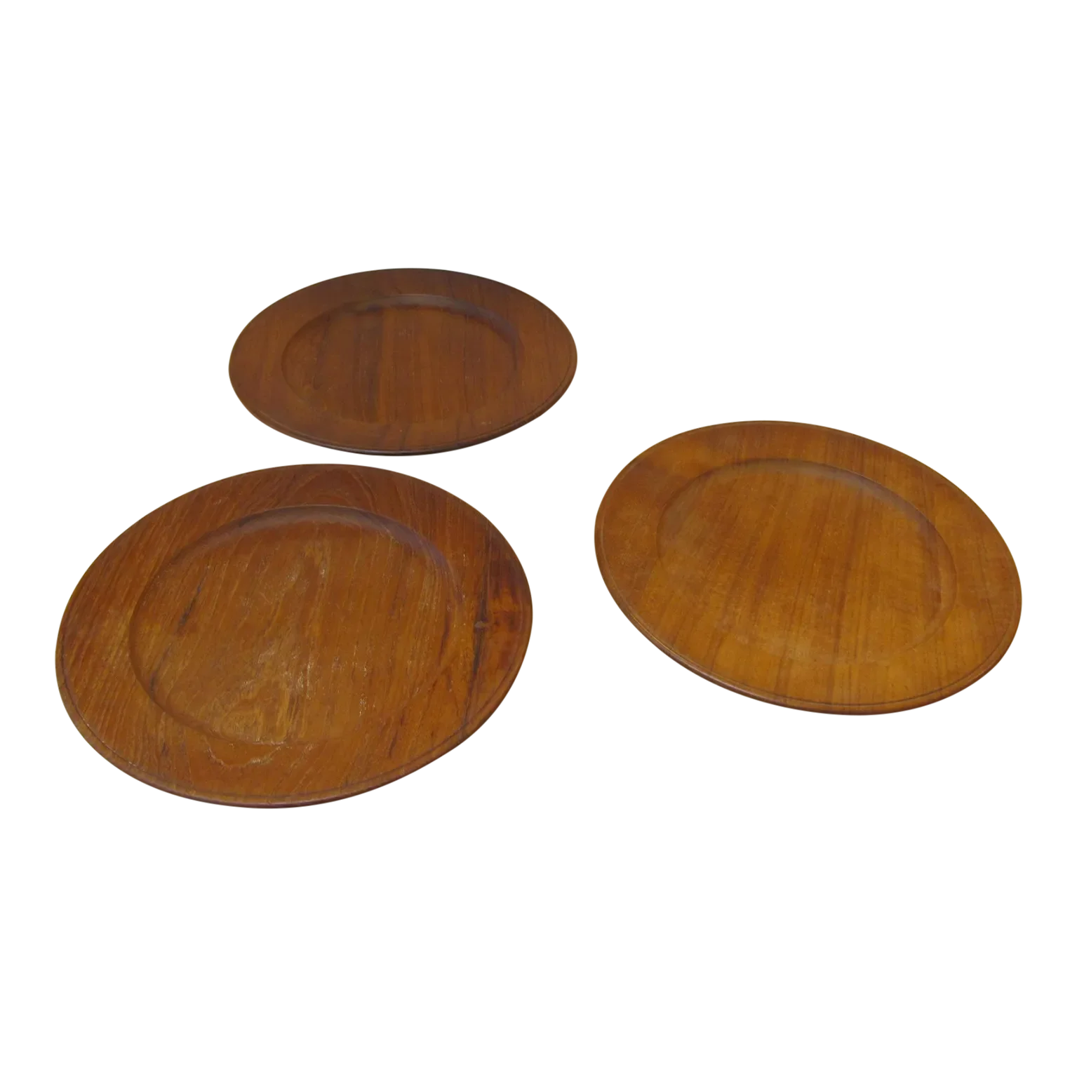 Vintage Solid Teak Dinner Plates Labeled in the Style of Kay Bojesen ...