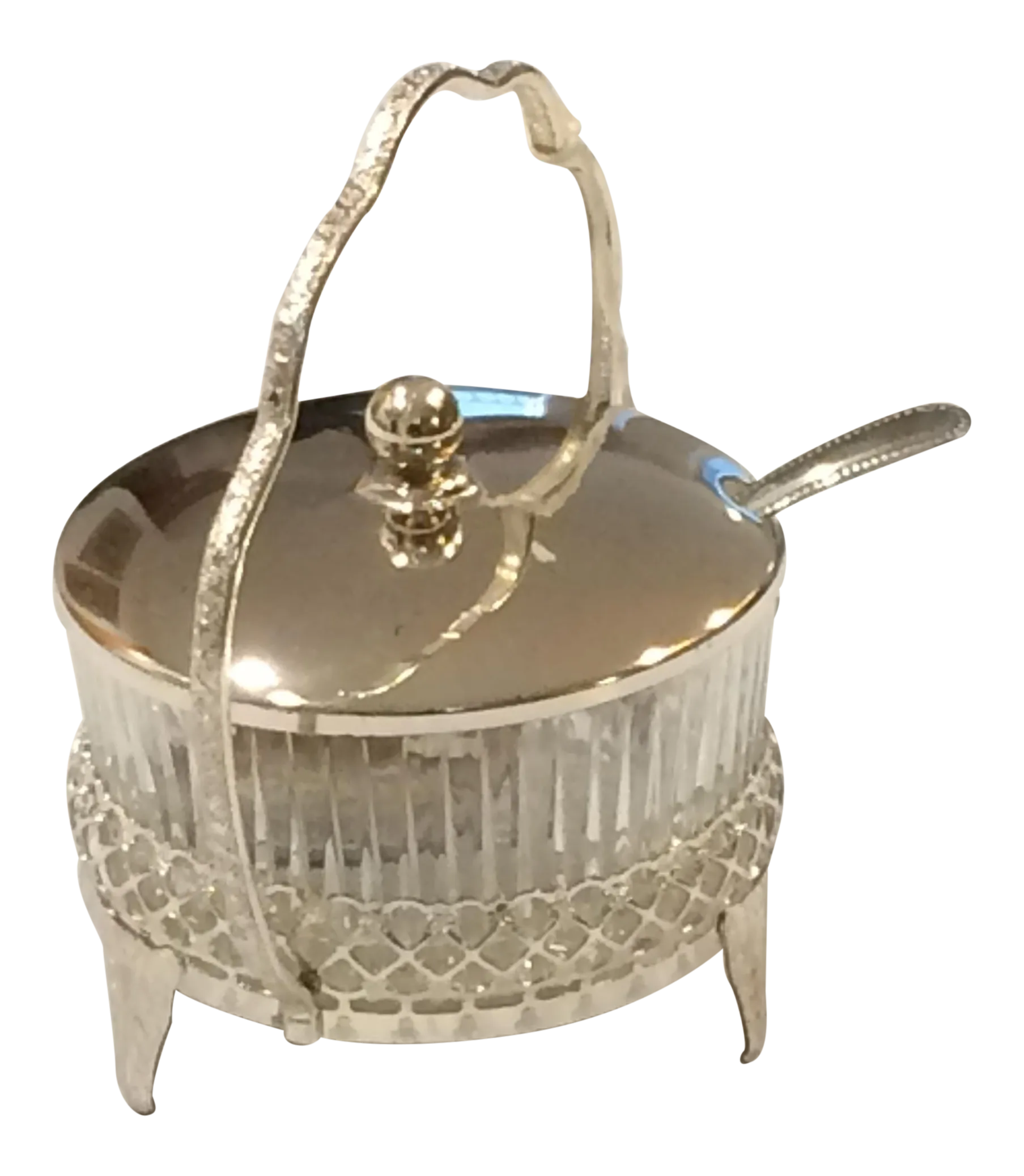Vintage Mayell & Co Queen Anne Silver Plated Tableware Glass Bowl Caddy ...