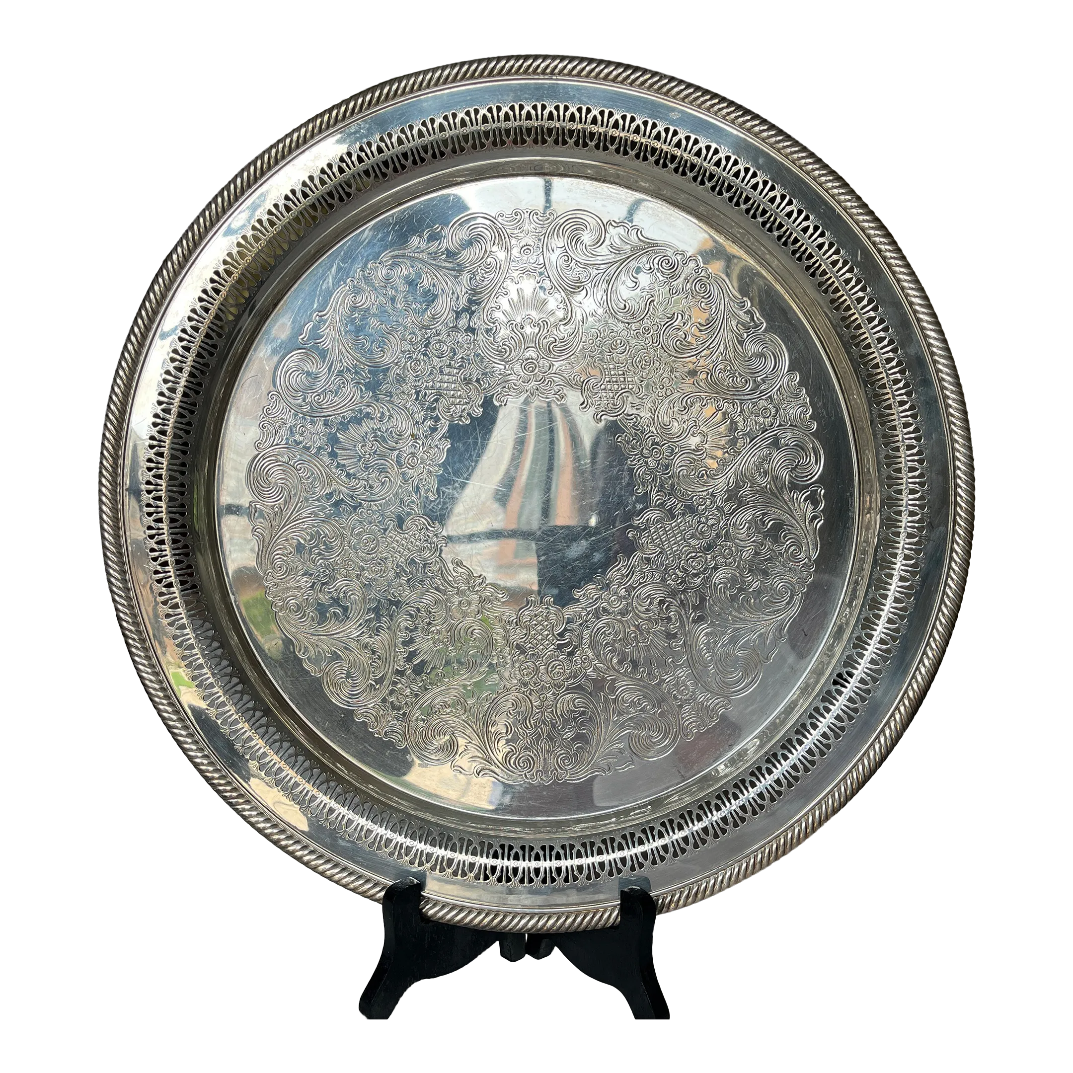 Mid 20th Century Wm Rogers Silverplate Pierced Serving Tray Platter ...
