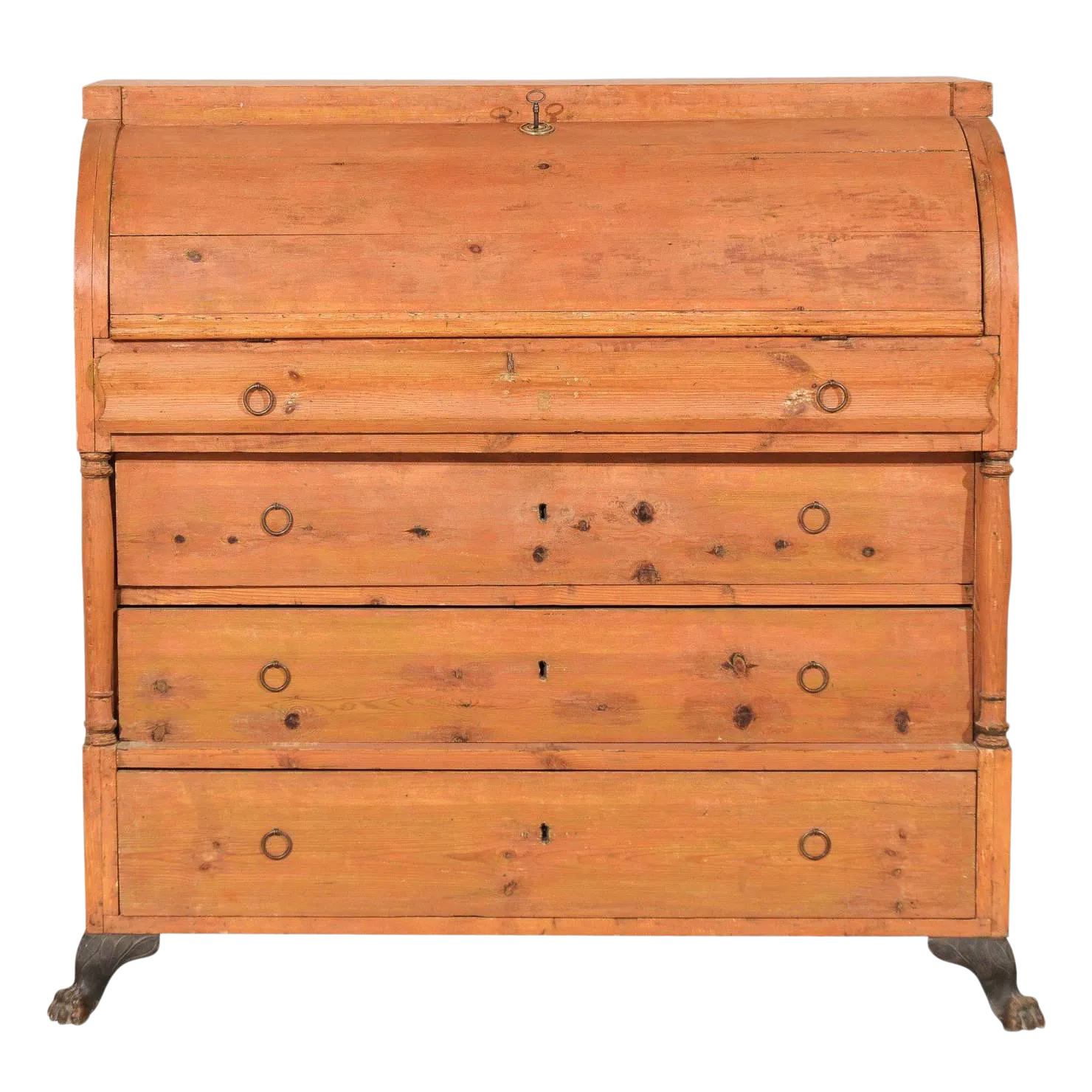 19th Century Chest With Convex Drop Front and Inner Drawers | Chairish