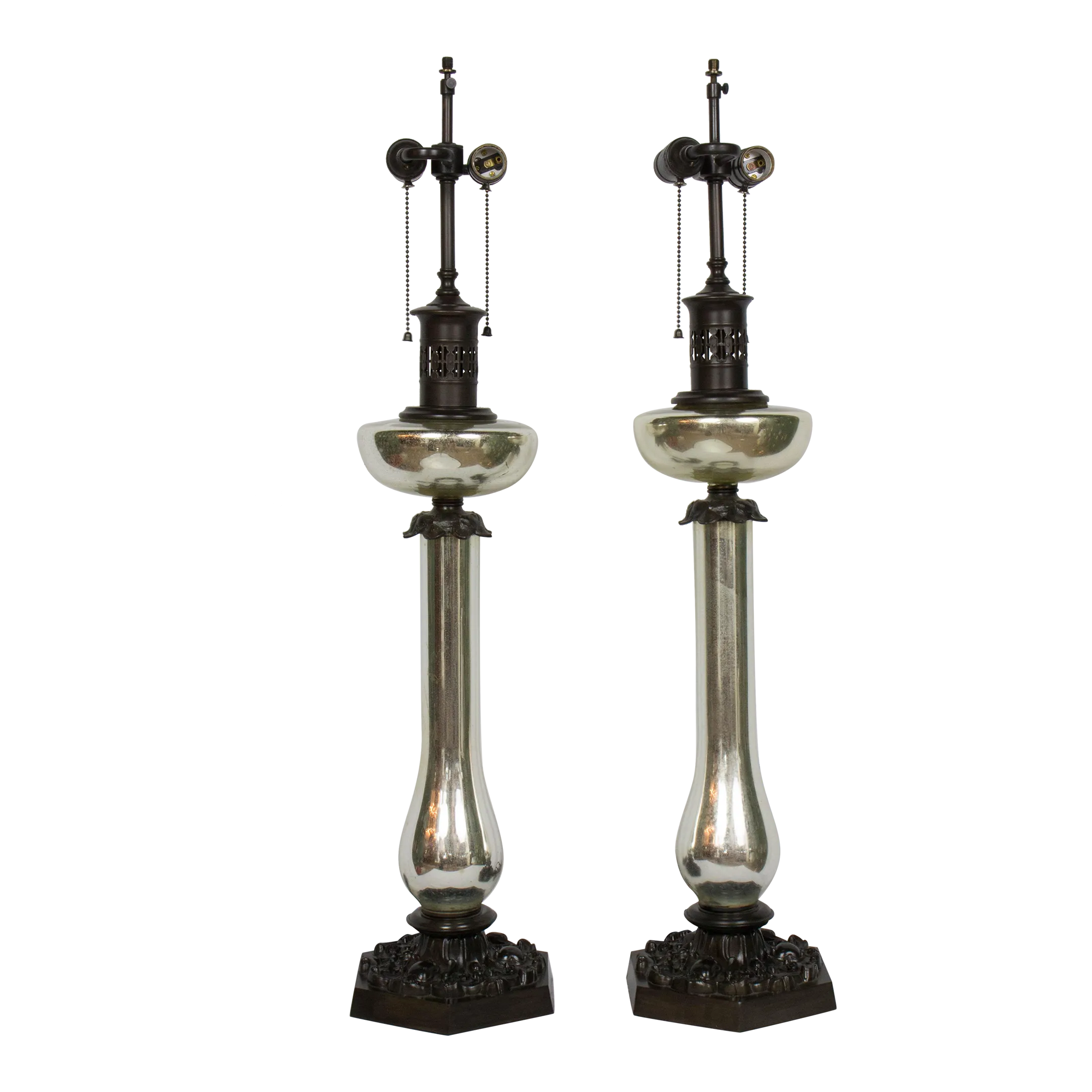 1940s Mercury Glass Banquet Lamps - a Pair | Chairish
