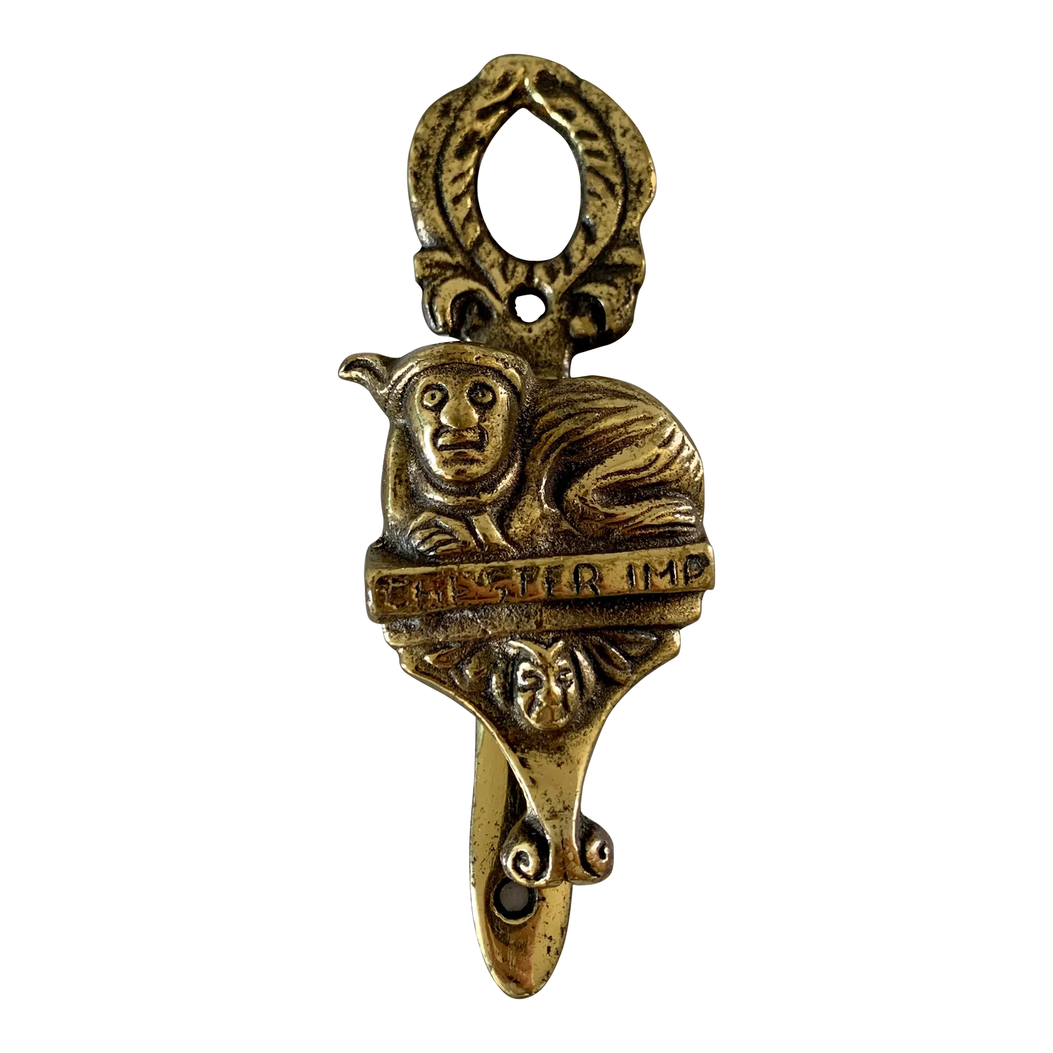 Vintage Cast Brass English Chester Imp Door Knocker | Chairish