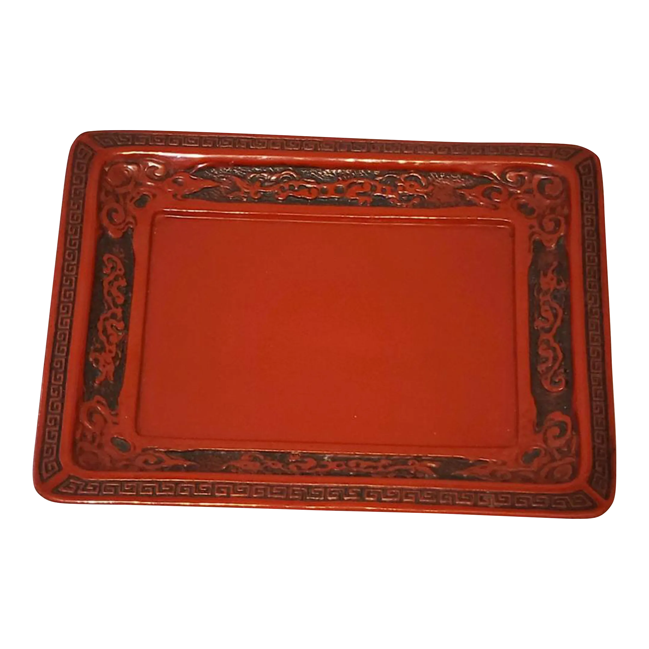 Antique Japanese Cinnabar Red Lacquer Tray, Taisho Era | Chairish